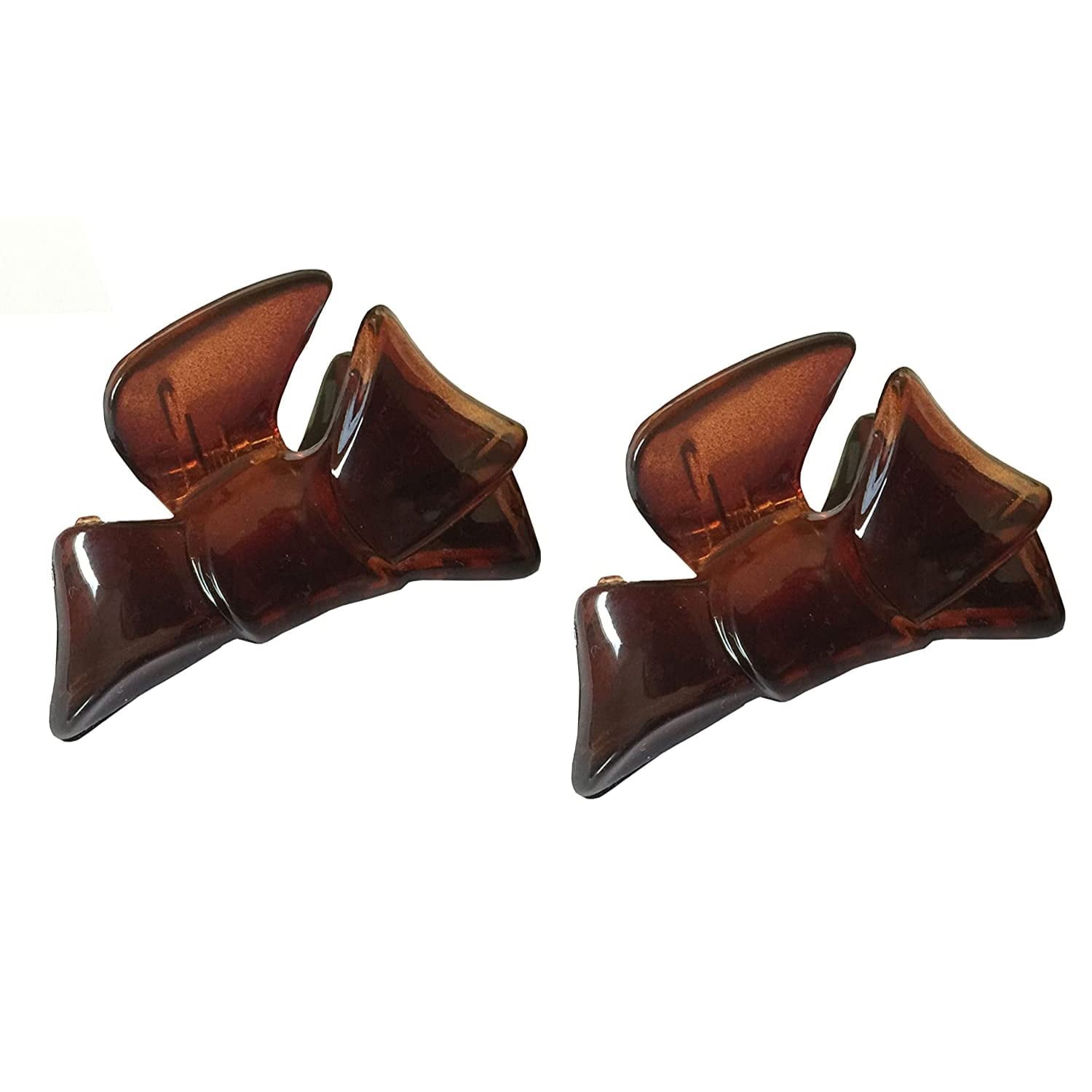 Parcelona French Bow Set of 2 Small Celluloid Shell Jaw Hair Claw Clamp ...