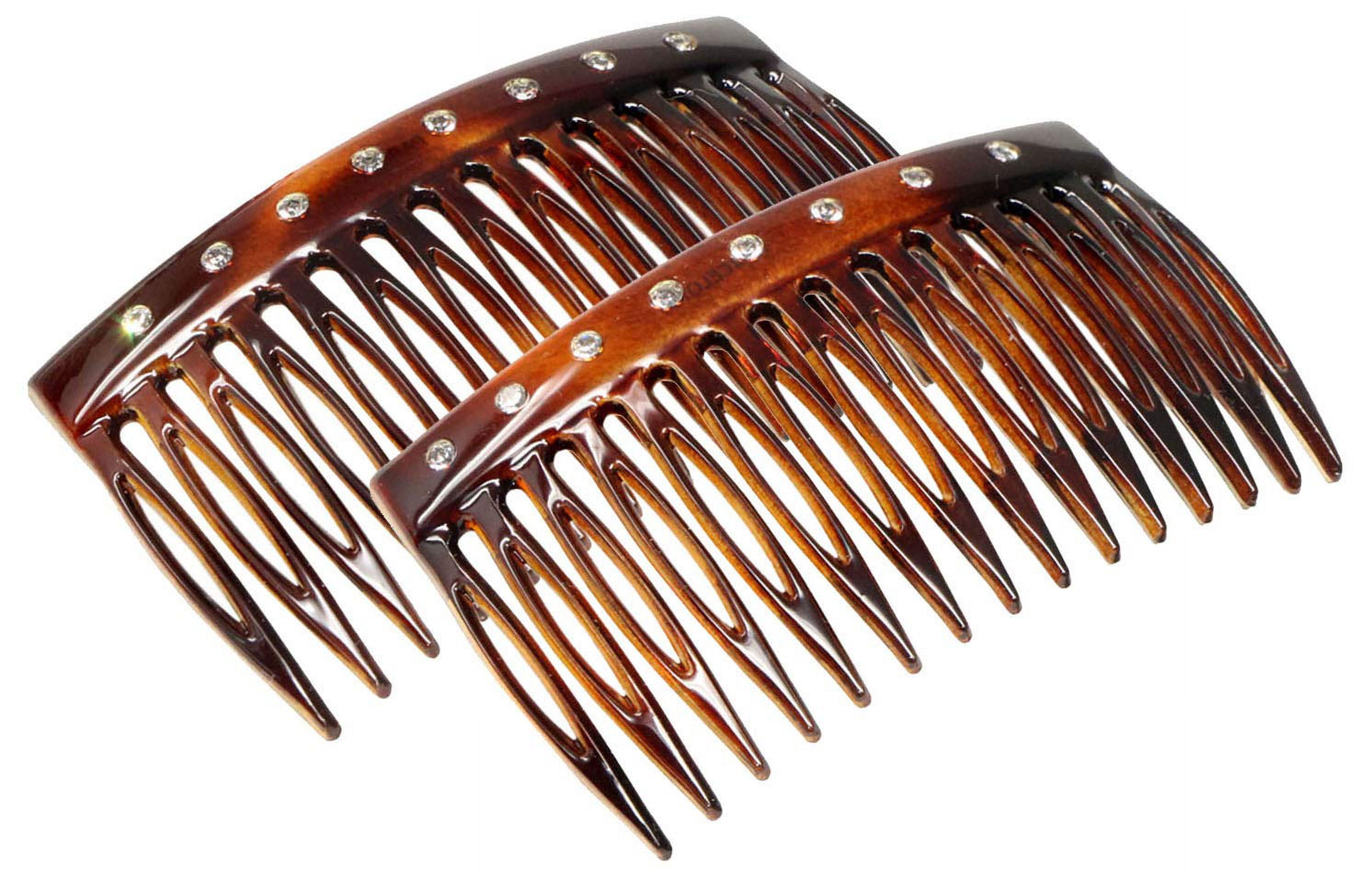 Parcelona French Crystals Shell Small 2 ¾” Celluloid Set of 2 Side Hair ...