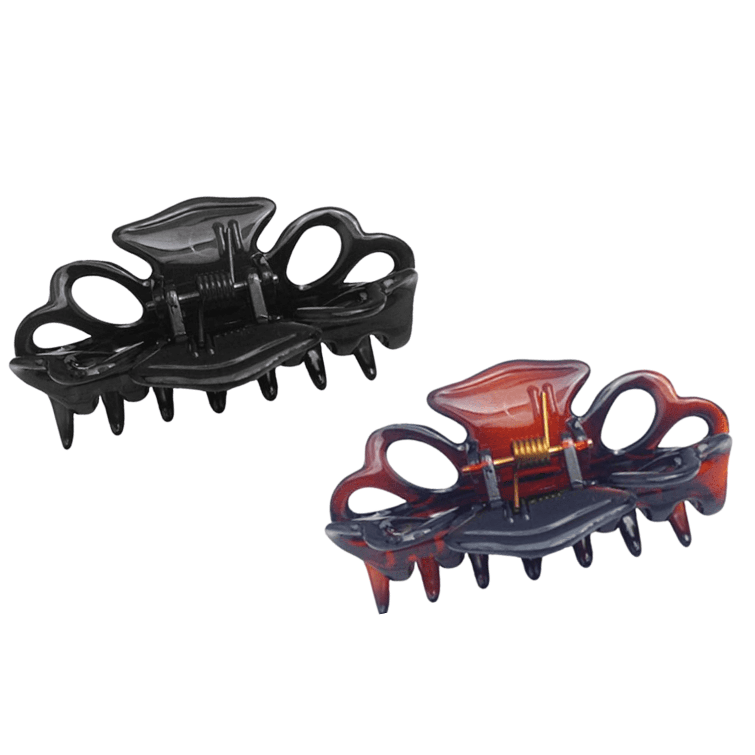 Parcelona French Double Loop Small Tortoise Shell and Black Jaw Hair ...