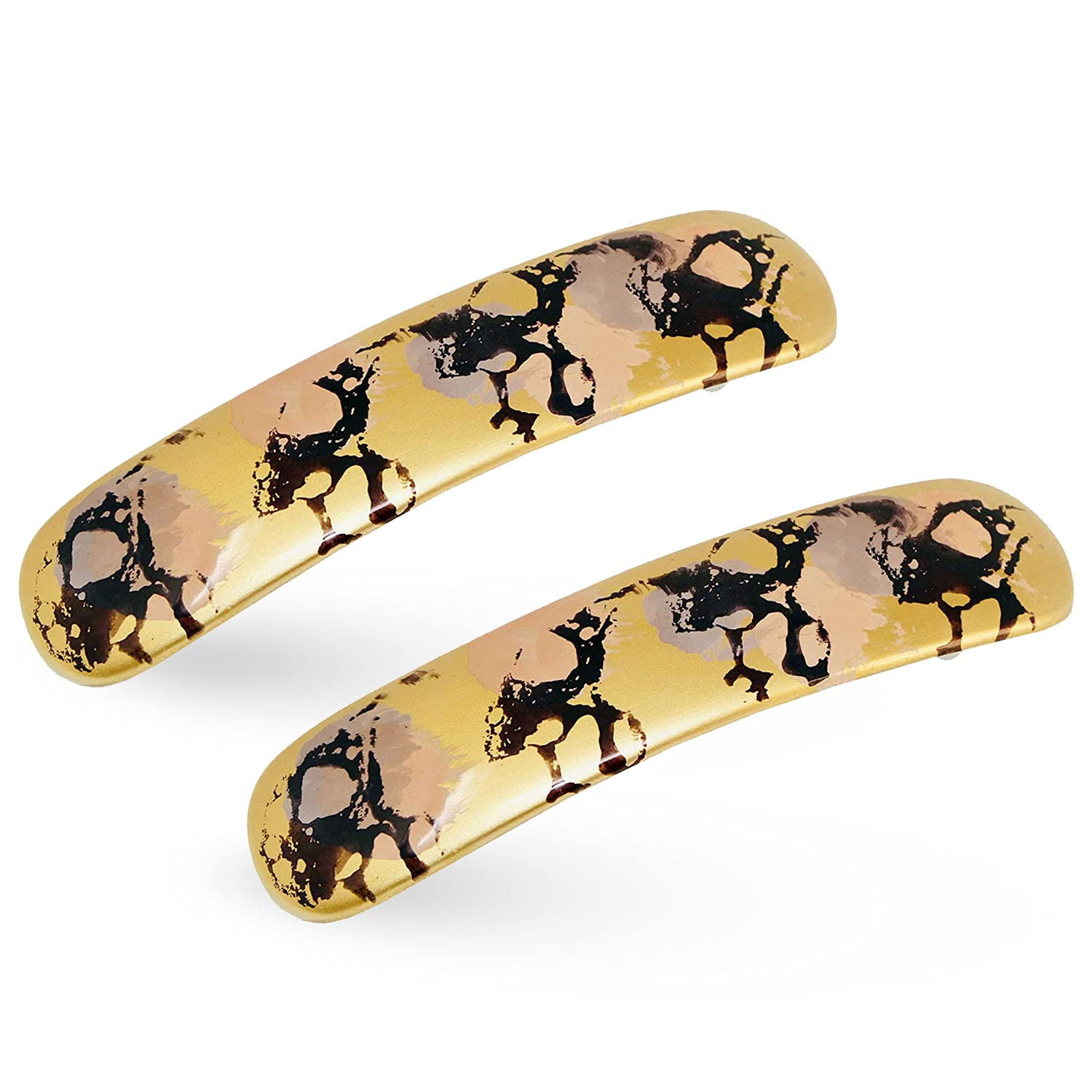 Parcelona French Golden Yellow Peach Hand Painted Celluloid Large Hair ...