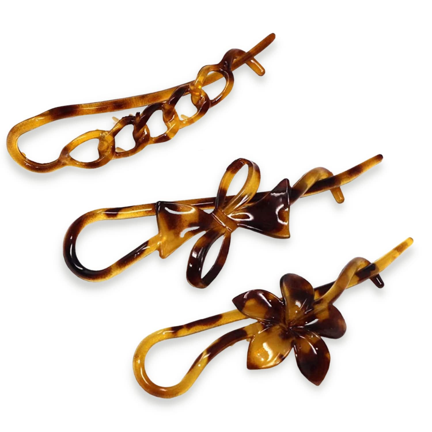 Parcelona French Large Twist N Clip Flower Bow Chain Hair Clip ...