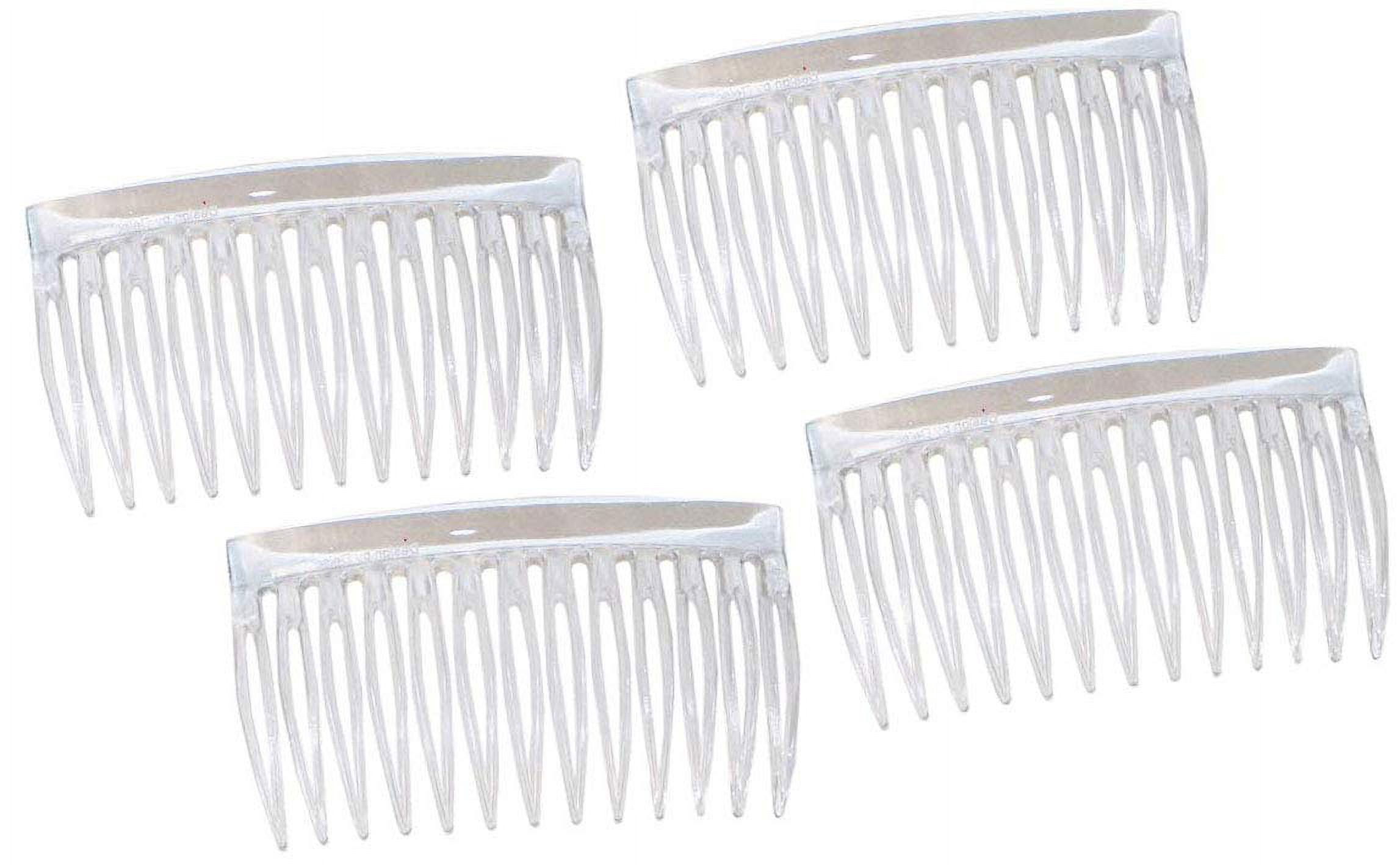Parcelona French Oval Cut 13 Teeth Clear Celluloid Set of 4 Side Hair ...