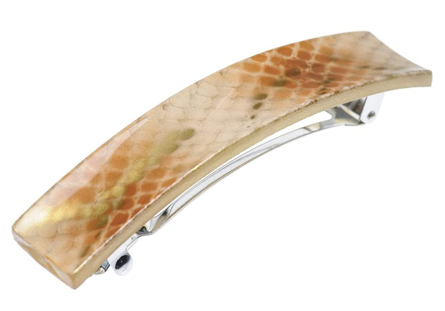 Parcelona French Shiny Rectangle Golden Beige Large Automatic Hair Clip ...
