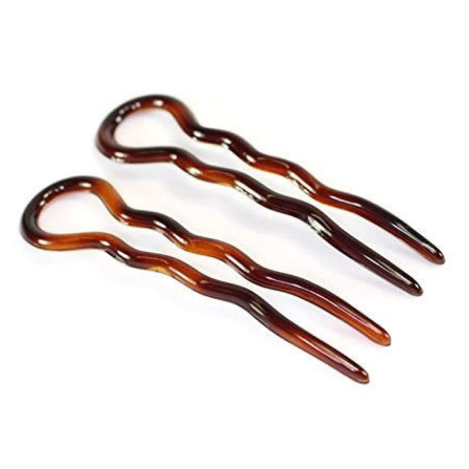 Parcelona French Sleek 3 1/2" Celluloid Wavy U Shaped Hair Pins for ...