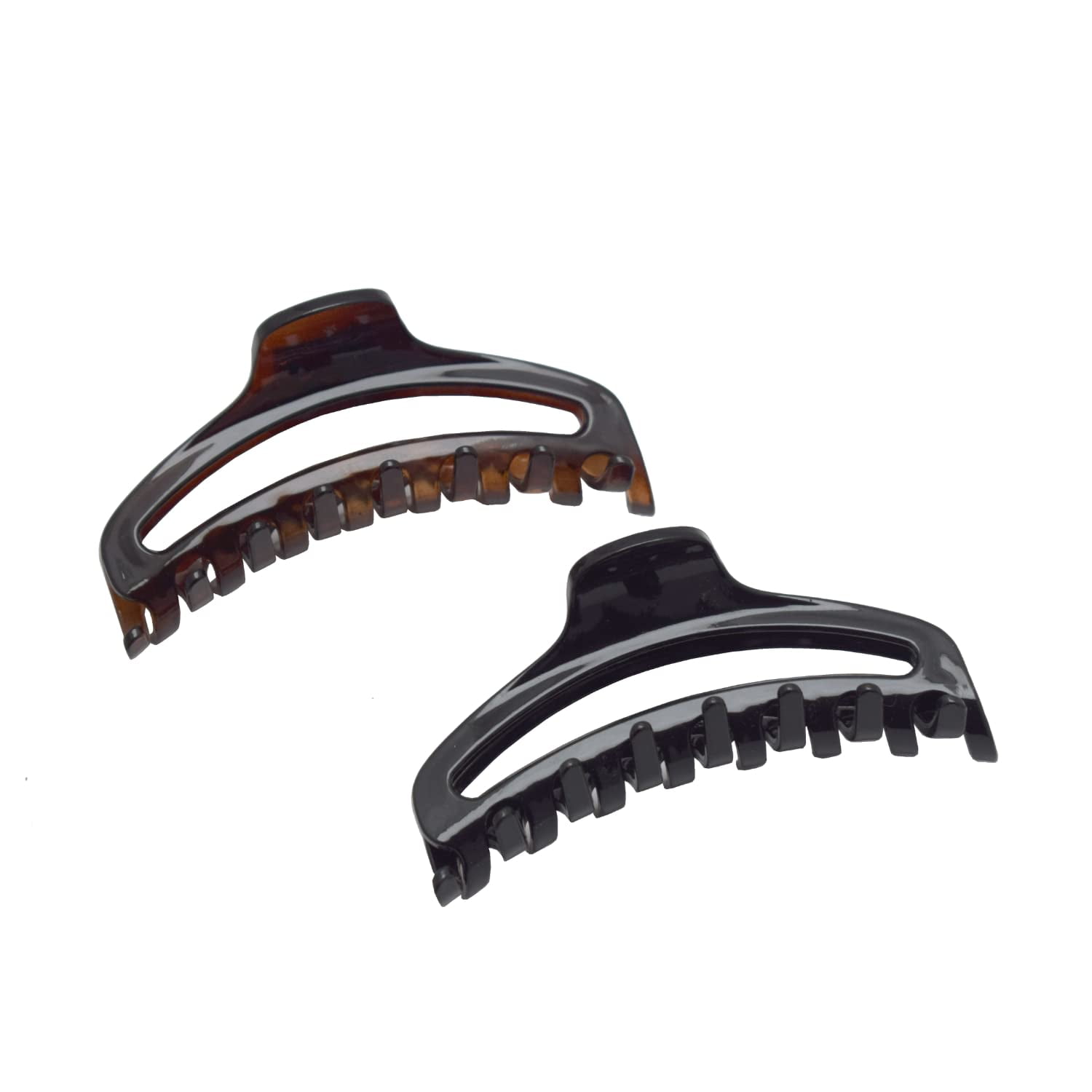 Parcelona French Slim Medium Shell & Black Celluloid Jaw Hair Claw ...