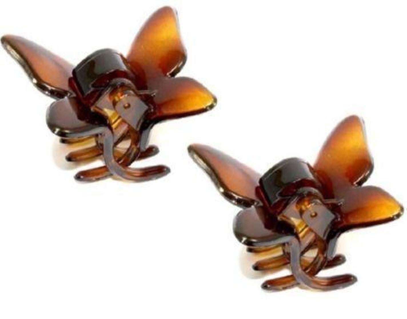 Parcelona French Small 2 Pieces Butterfly Tortoise Shell Jaw Hair Claw ...