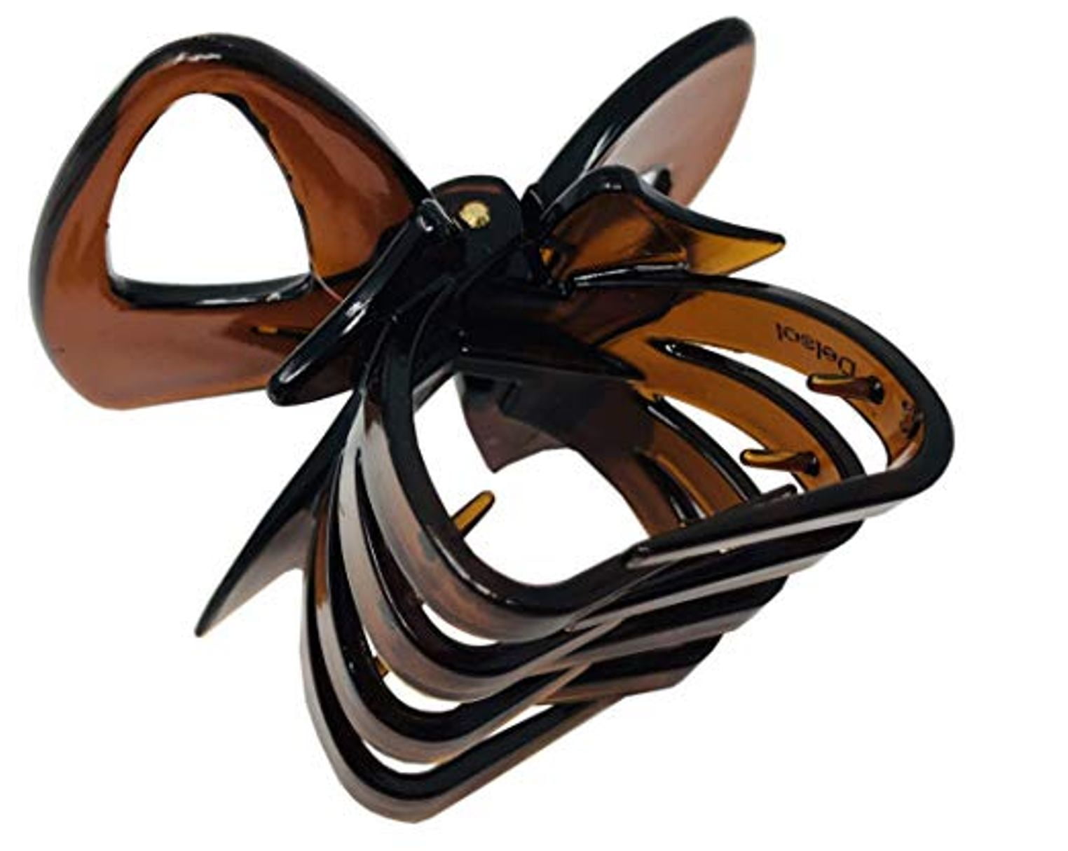 Parcelona French Small Ribbon Shell Celluloid Covered Spring Hair Claw ...