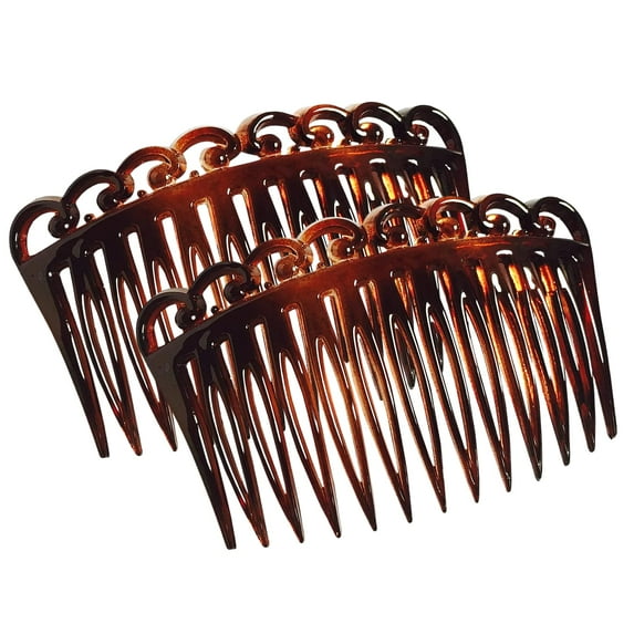 Parcelona French Swirl Savana Small Celluloid Set of 2 Side Hair Combs ...