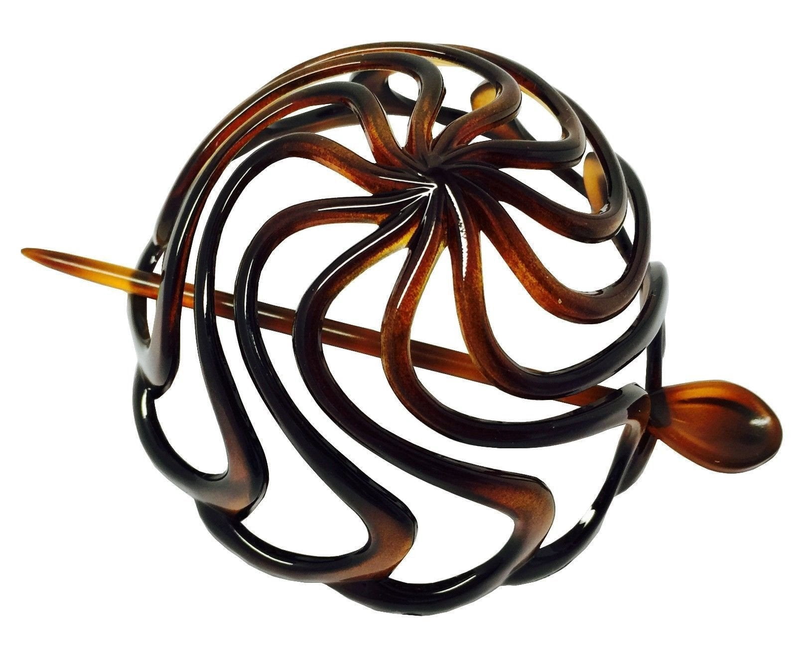 Parcelona French Swirls Black Shell Large Celluloid Slide Hair Bun ...