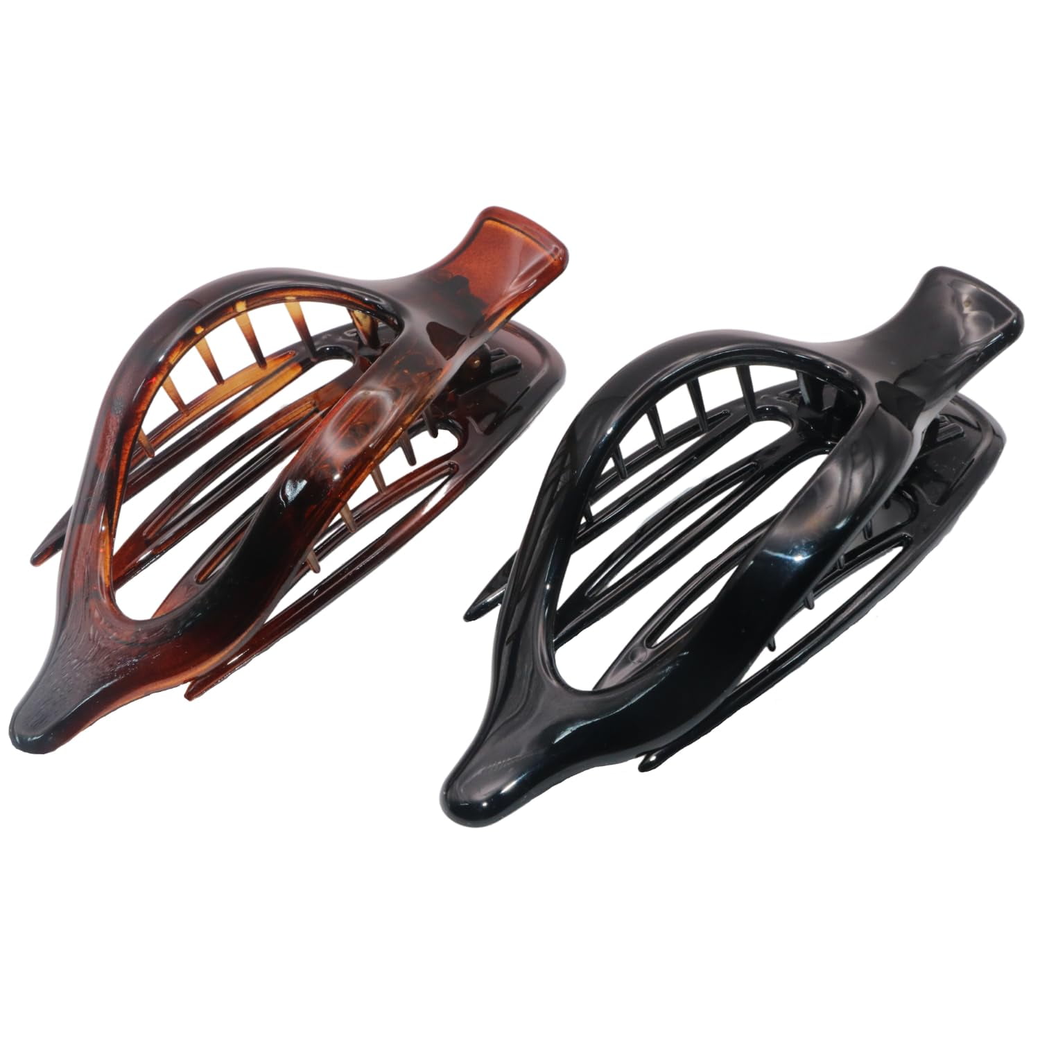 Parcelona French Wide Beak 4 1/2" Shell & Black Celluloid Hair Claw ...