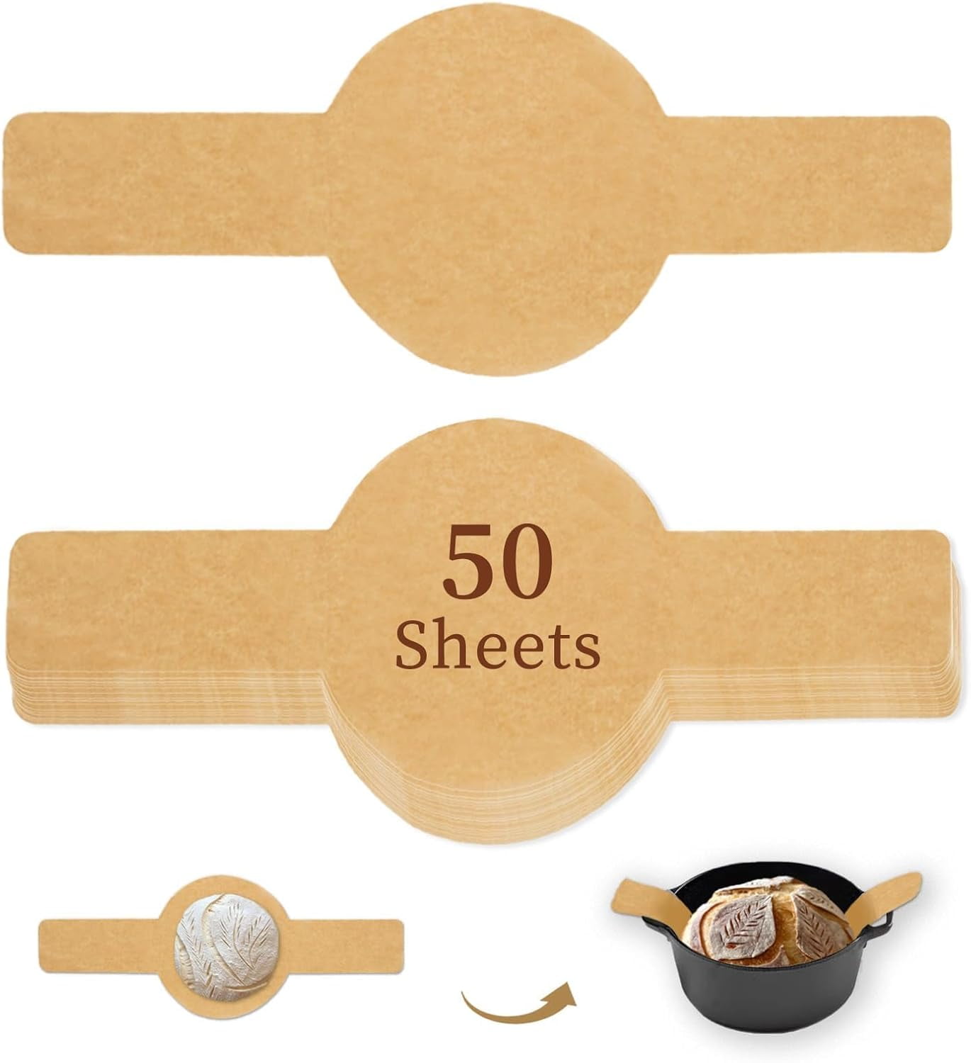 Parchment Bread Sling for Dutch Oven, Disposable Bread Baking Mat with ...