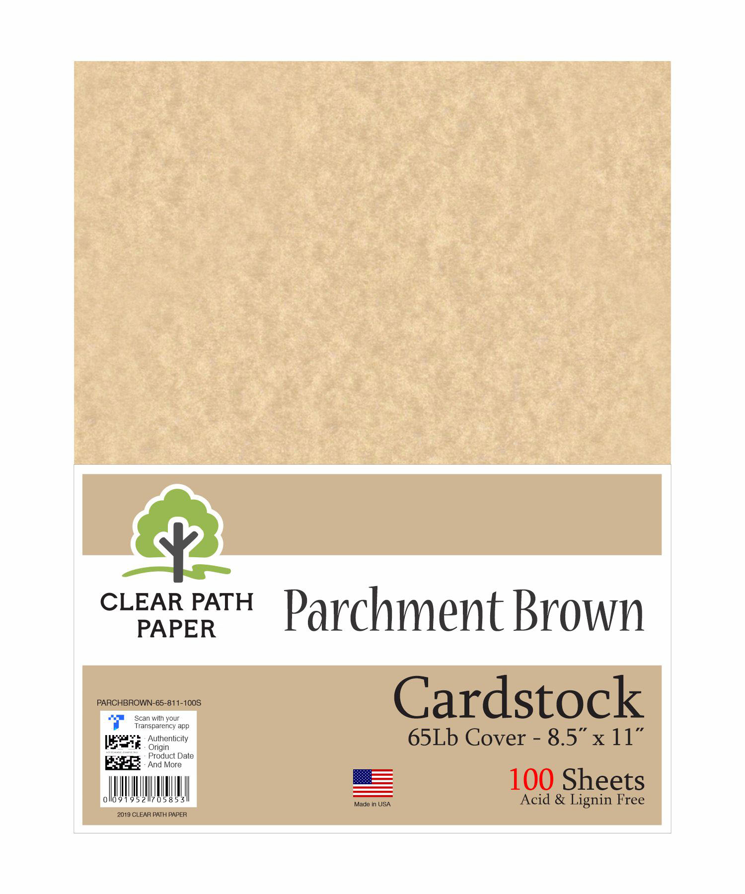 Parchment Brown Cardstock - 8.5 x 11 inch - 65Lb Cover - 100 Sheets ...