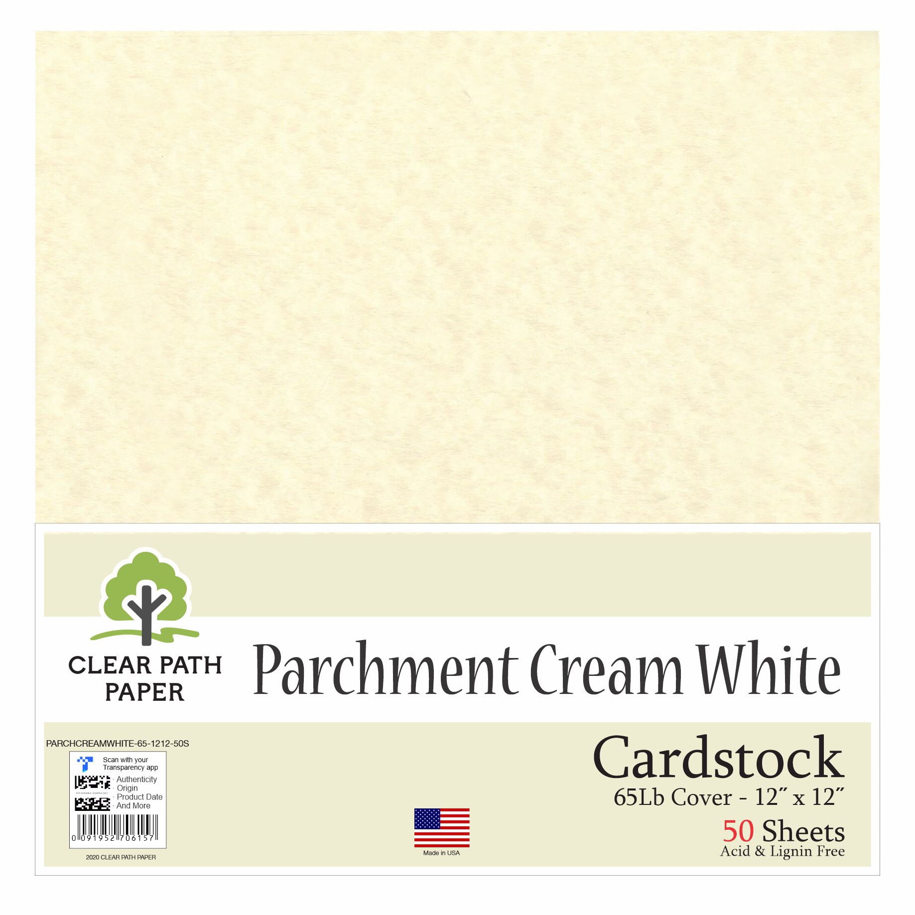 Parchment Cream White Cardstock - 12 x 12 inch - 65Lb Cover - 50 Sheets ...