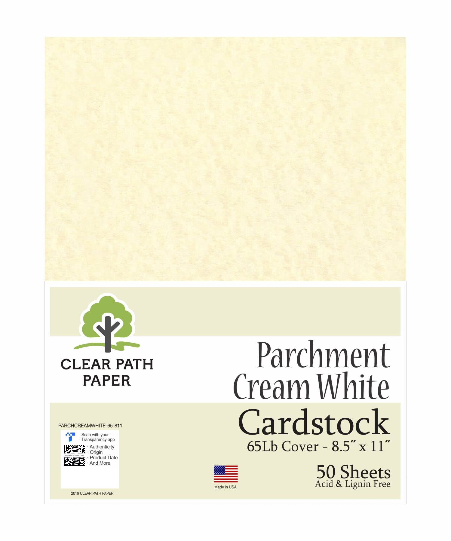 Parchment Cream White Cardstock MMF7 - 8.5 x 11 inch - 65Lb Cover - 50 ...