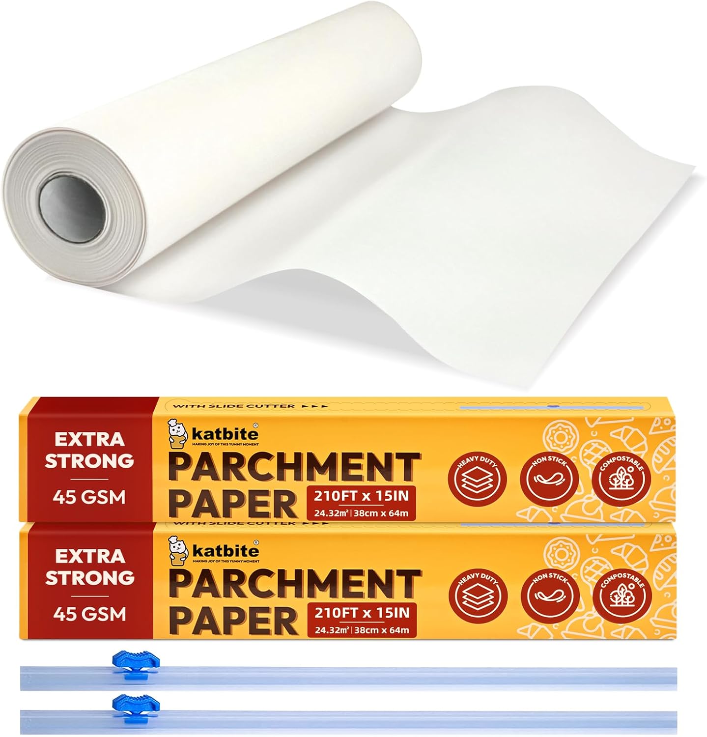 Parchment Paper Roll for Baking, 2 Pack of 15 in x 210 ft, Heavy Duty ...