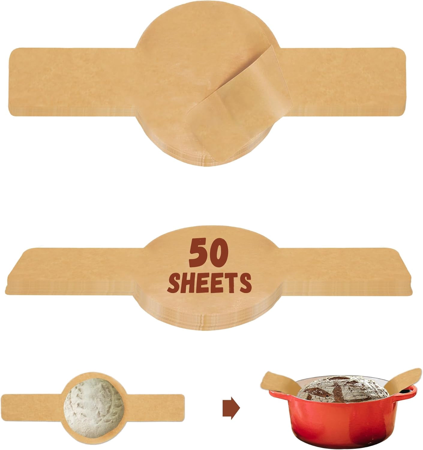 Parchment Paper for Sourdough Baking, Bread Sling Dutch Oven, 8" Round ...