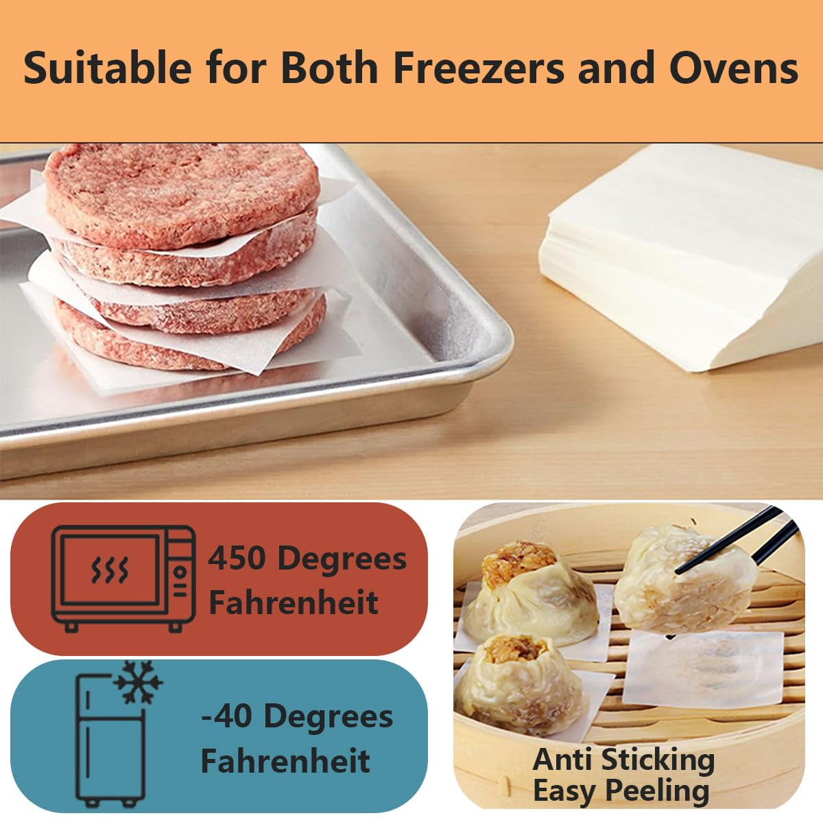 Parchment Paper Squares, 4x4 Inch, Set of 100, Small Hamburger Patty ...