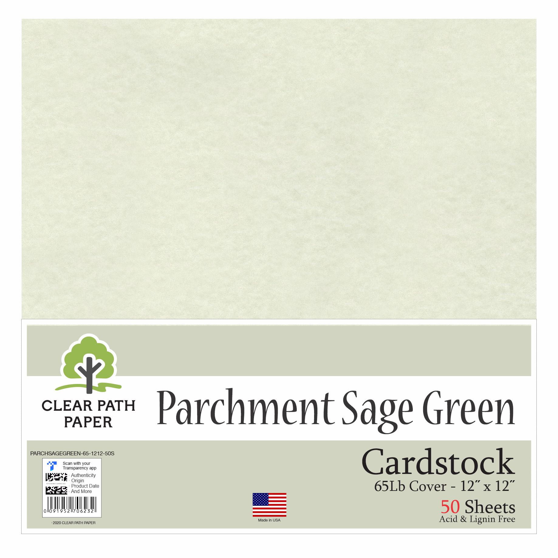 Parchment Sage Green Cardstock - 12 x 12 inch - 65Lb Cover - 50 Sheets ...