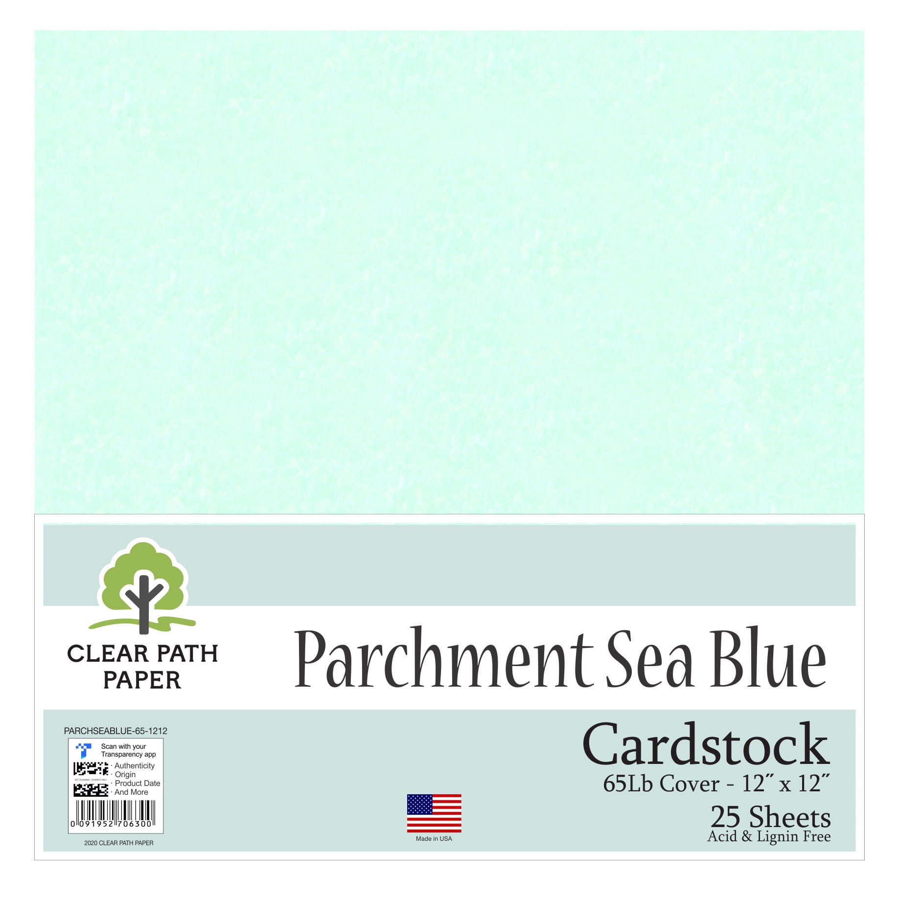 Parchment Sea Blue Cardstock - 12 x 12 inch - 65Lb Cover - 25 Sheets ...