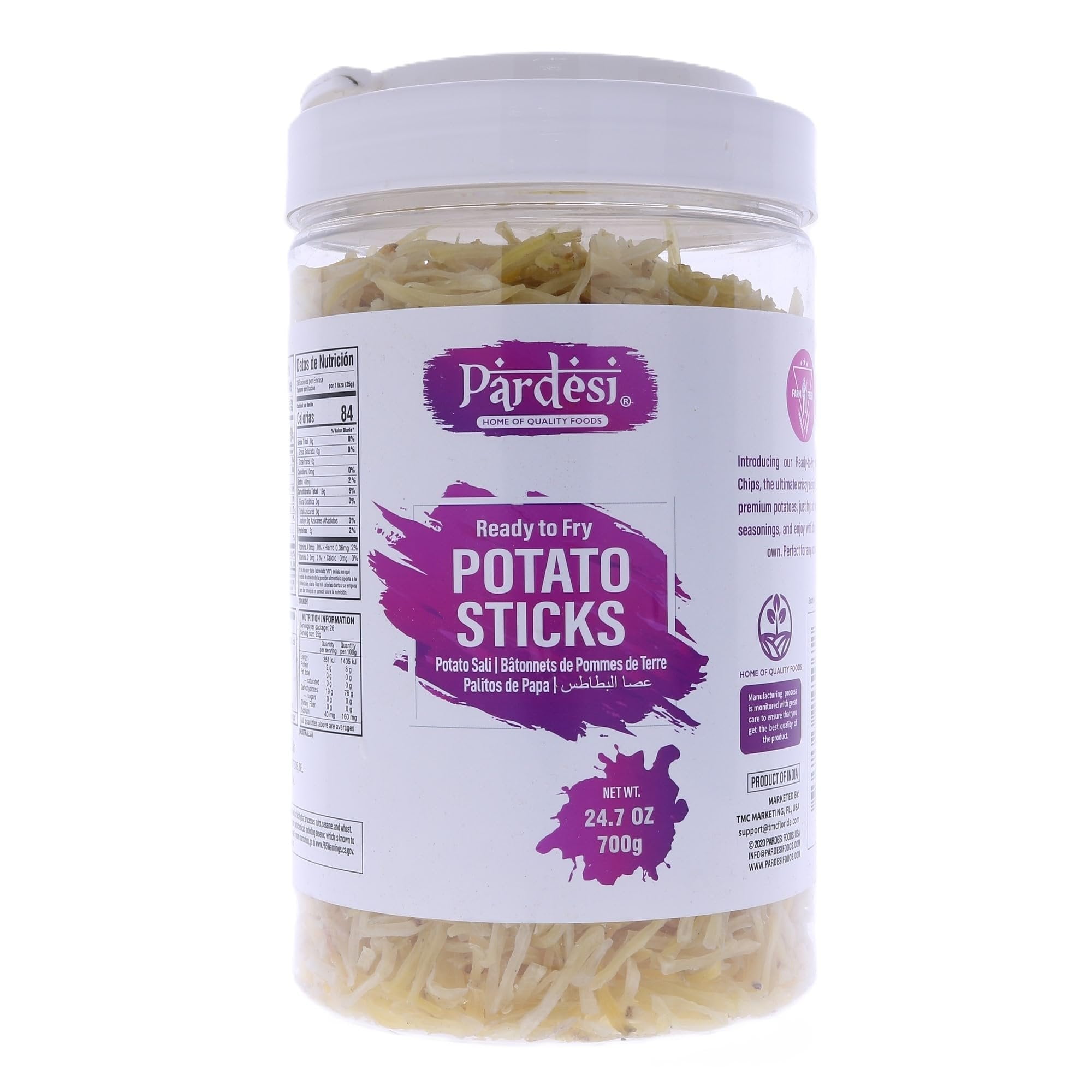 Pardesi Far Far/Fryums Potato Stick/Potato Sali, 24.07 OZ 700g Jar I ...