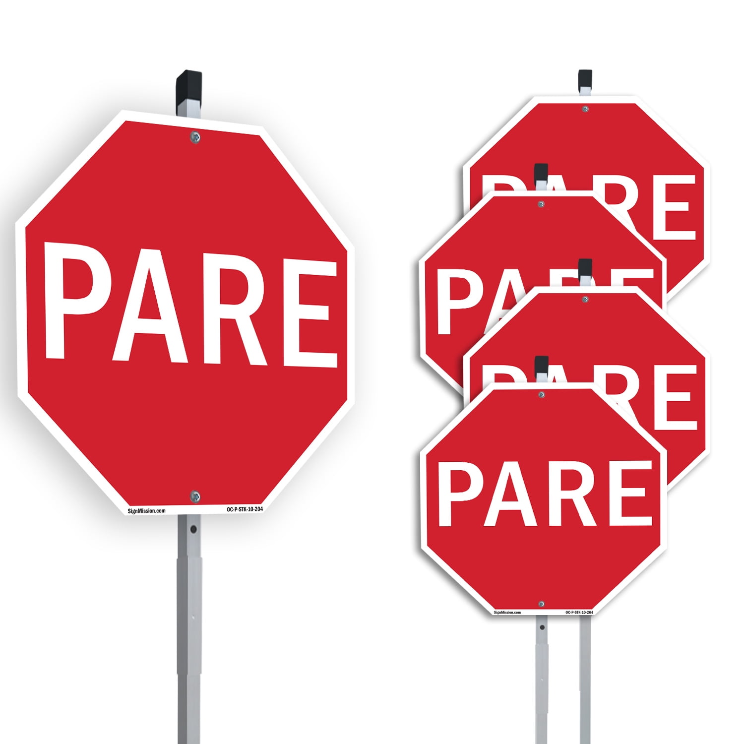 Pare (5 Pack) 10 inch X 10 inch Octagon Plastic Signs with Aluminum ...