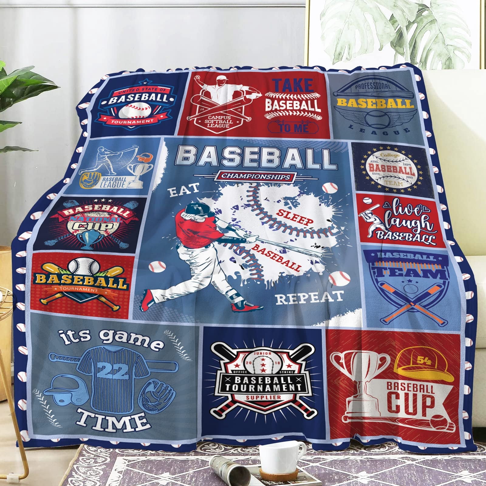 Paready Baseball Blanket Soft Flannel Baseball Gifts Blanket for Kids ...