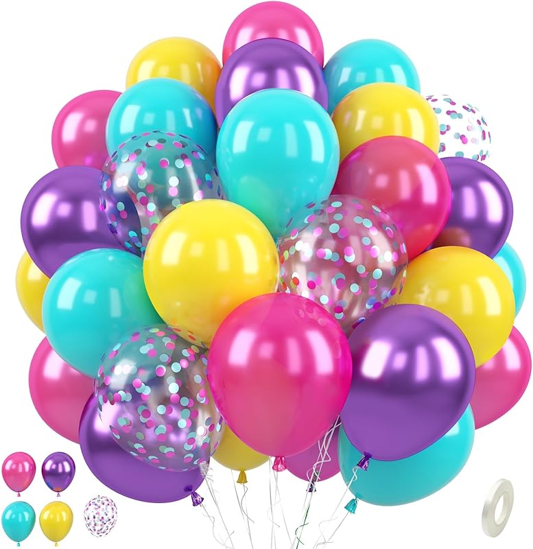 Paready Dusty Blue Balloons - 50 Pcs Blue, Gold, White Balloons - 12 ...