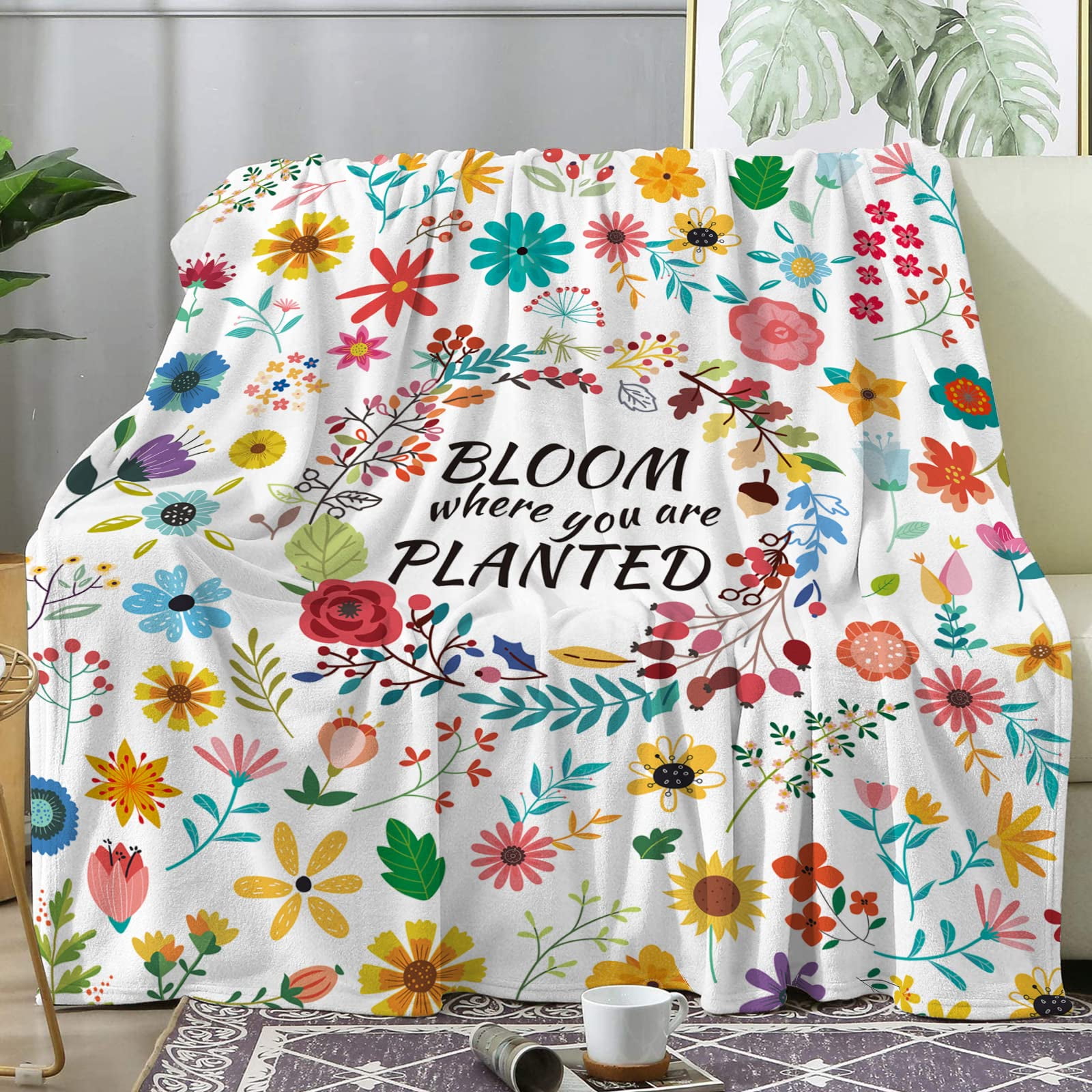 Paready Floral Throw Blanket Colorful Wildflowers Blanket Cozy Flower ...