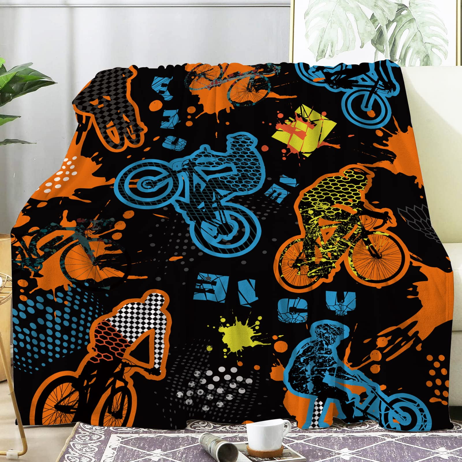 Paready Mountain Bike Blanket Bicycle Rider Gifts Blanket for Kids ...