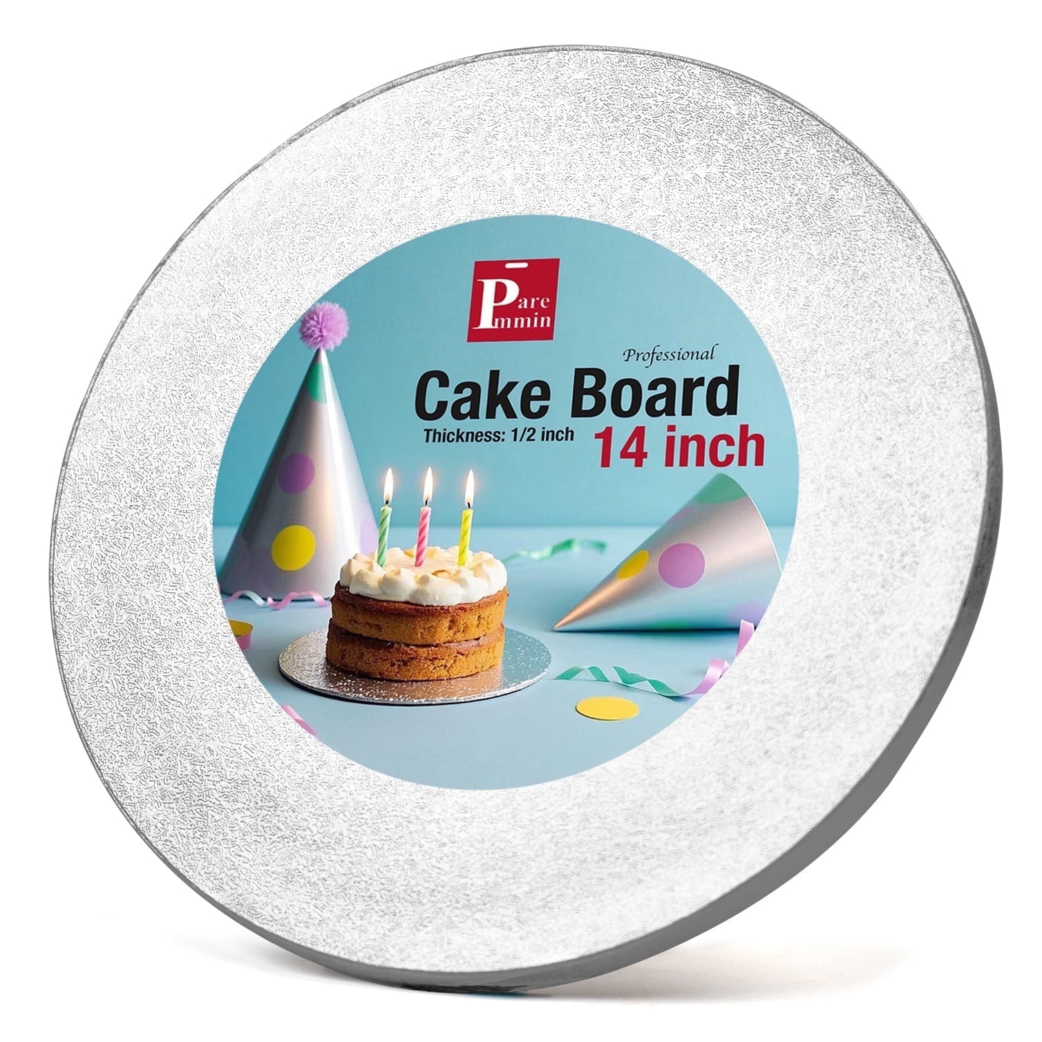 Paremmin 14inch Round Cake Board 1/2inch Thickness - Heavy Duty Silver ...