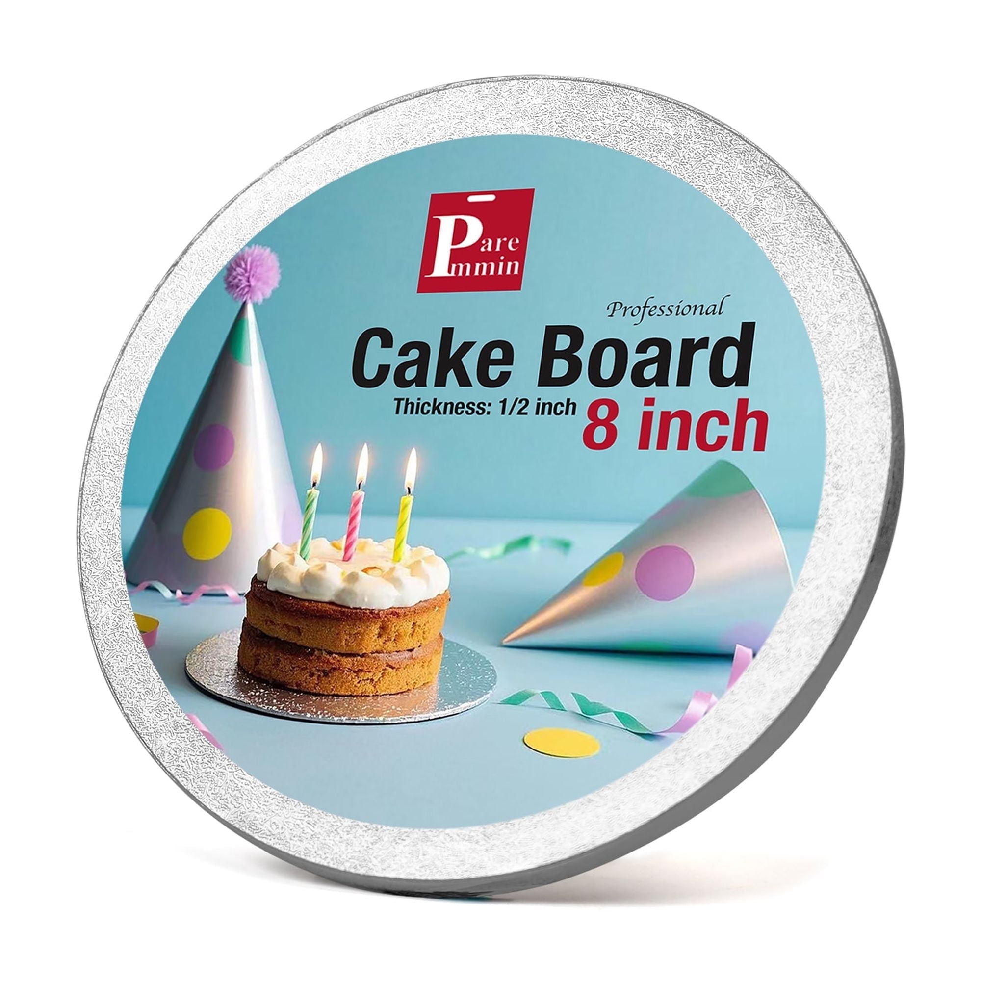 Paremmin 8inch Round Cake Boards 1/2inch Thick - Sturdy Silver Drums ...