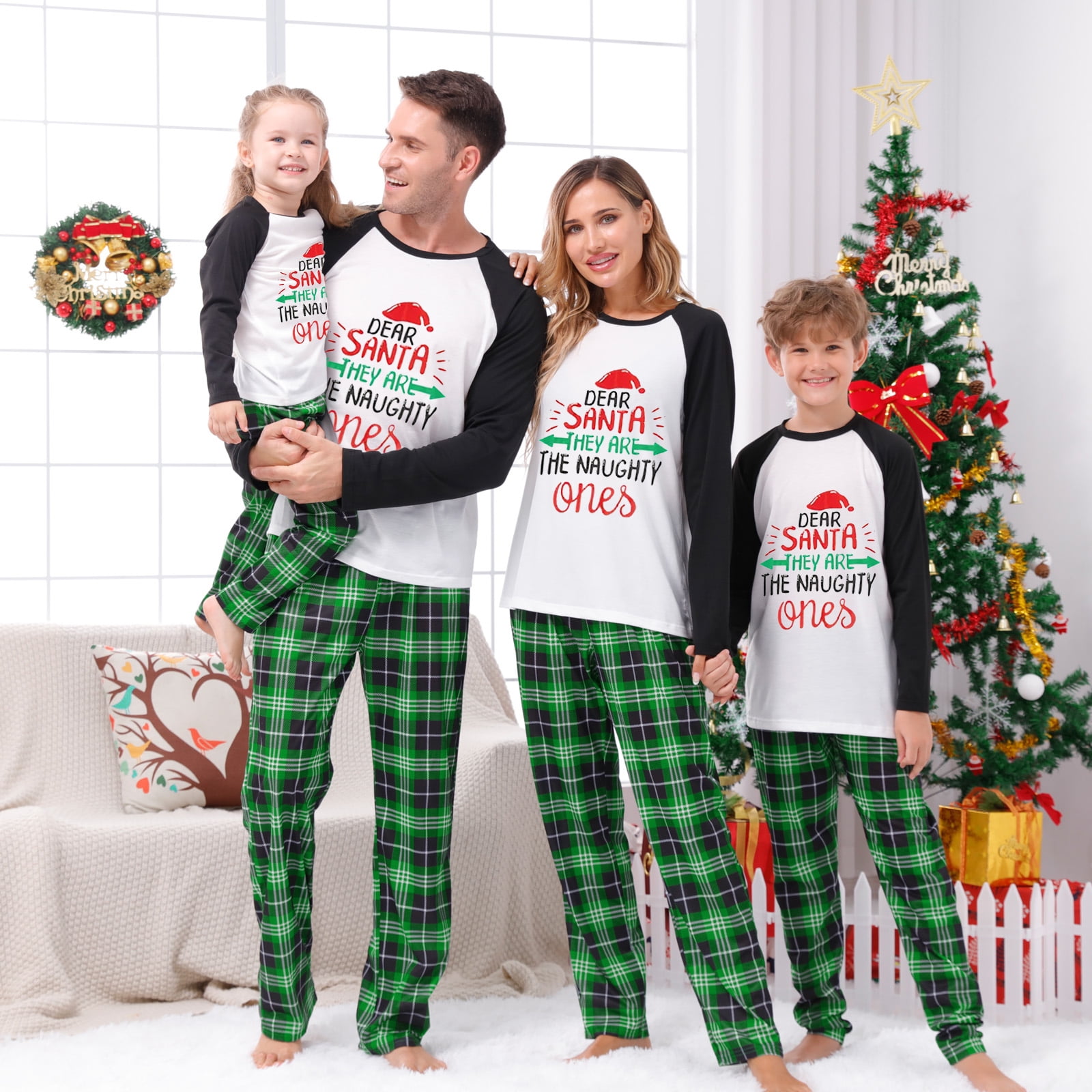 Parent-Child Christmas Pajamas Matching Set, Cute Letter Print Long ...