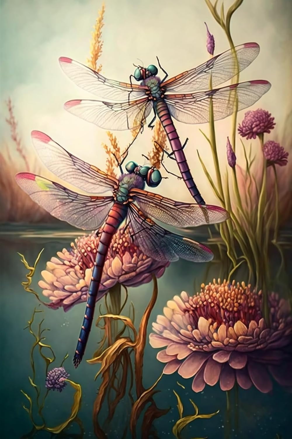 Parent-Child Game Puzzle 500 Pieces Dragonfly on Flowers Family Fun and ...