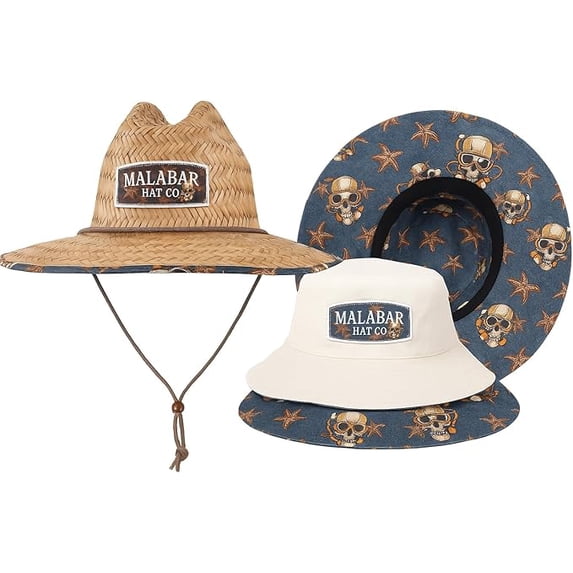 Parent-Child Matching Sun Hat Set – Adult Straw Lifeguard Hat + Kids ...