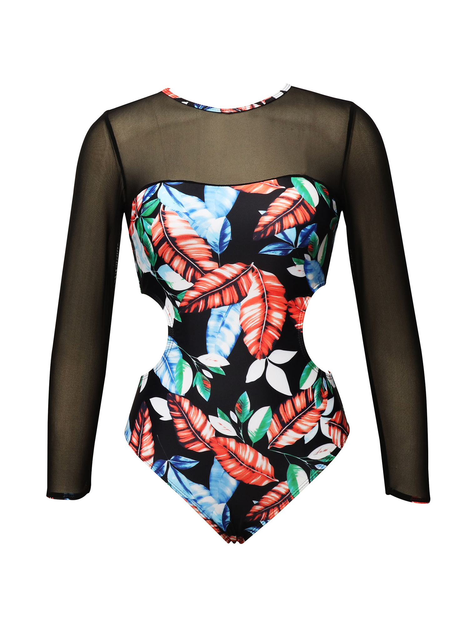 Parent-Child One-piece Swimsuit, Long Sleeve Waist Triangle Crotch ...