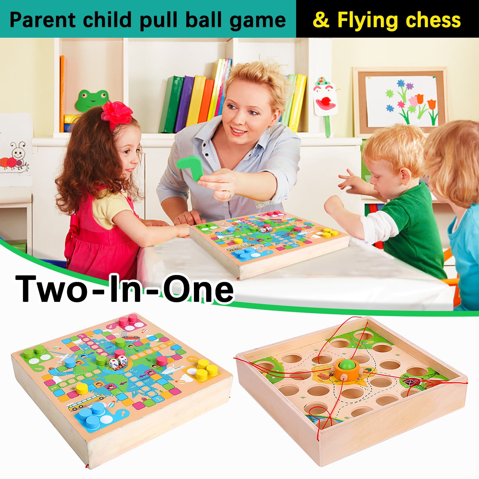 Parent-Child Pull Ball Party Game 5-7 Years Old Children's Wooden ...