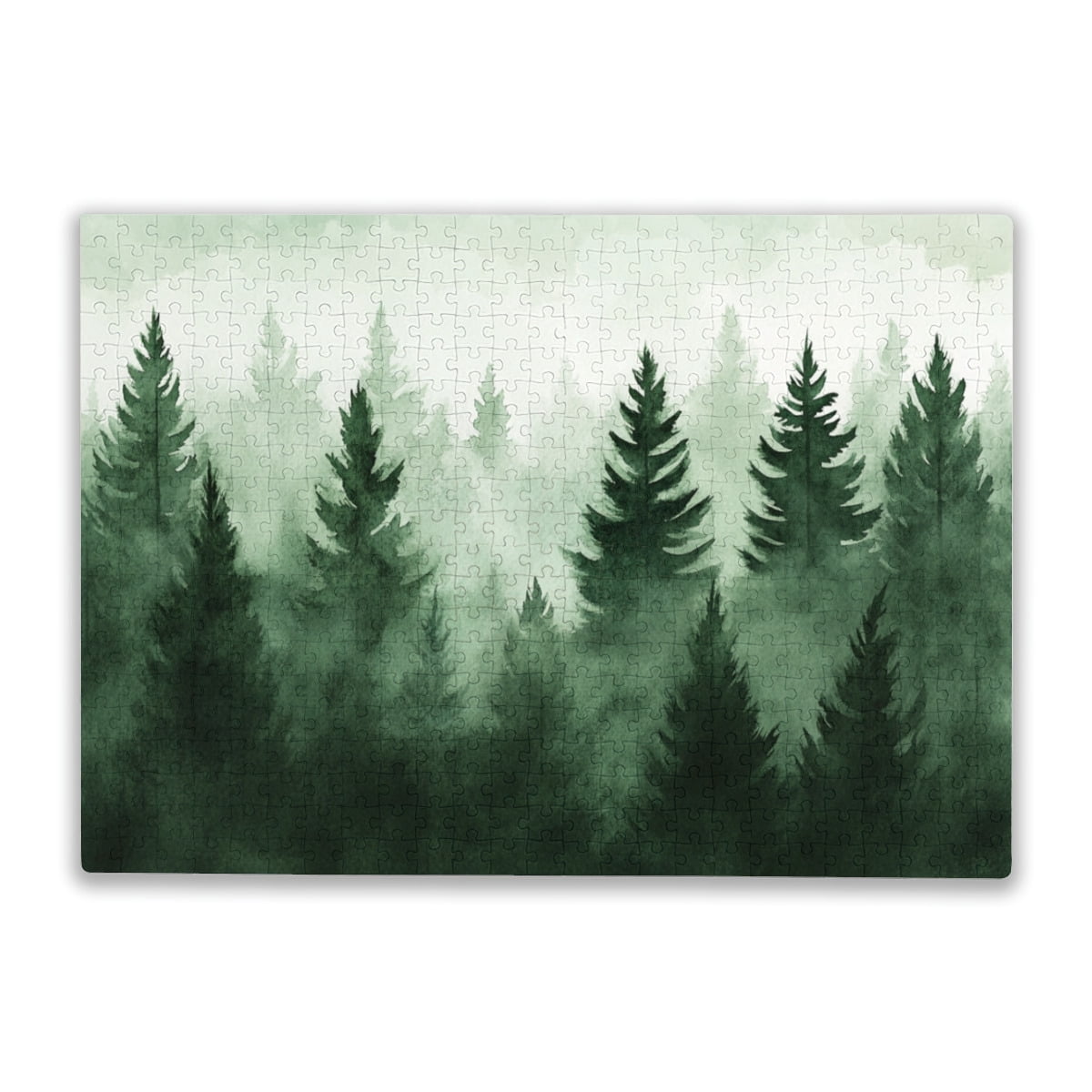 Parent-Child Puzzle 500 Pieces Evergreen Trees in Fog Forest Large ...