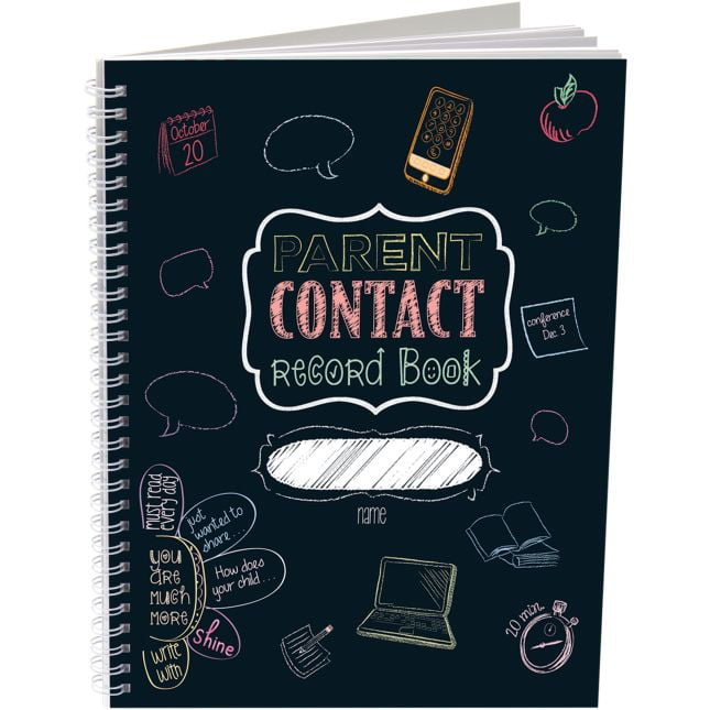 Parent Contact Record Book - Chalkboard Style - 1 book, 49 tabs ...