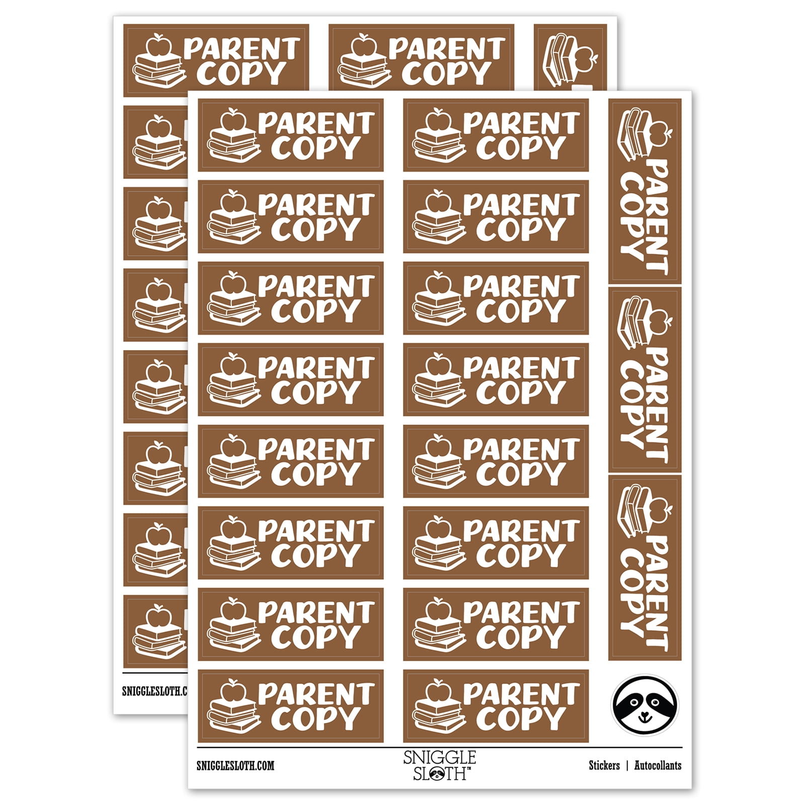 Parent Copy Teacher Student School Sticker Set - Brown - Gloss Finish ...