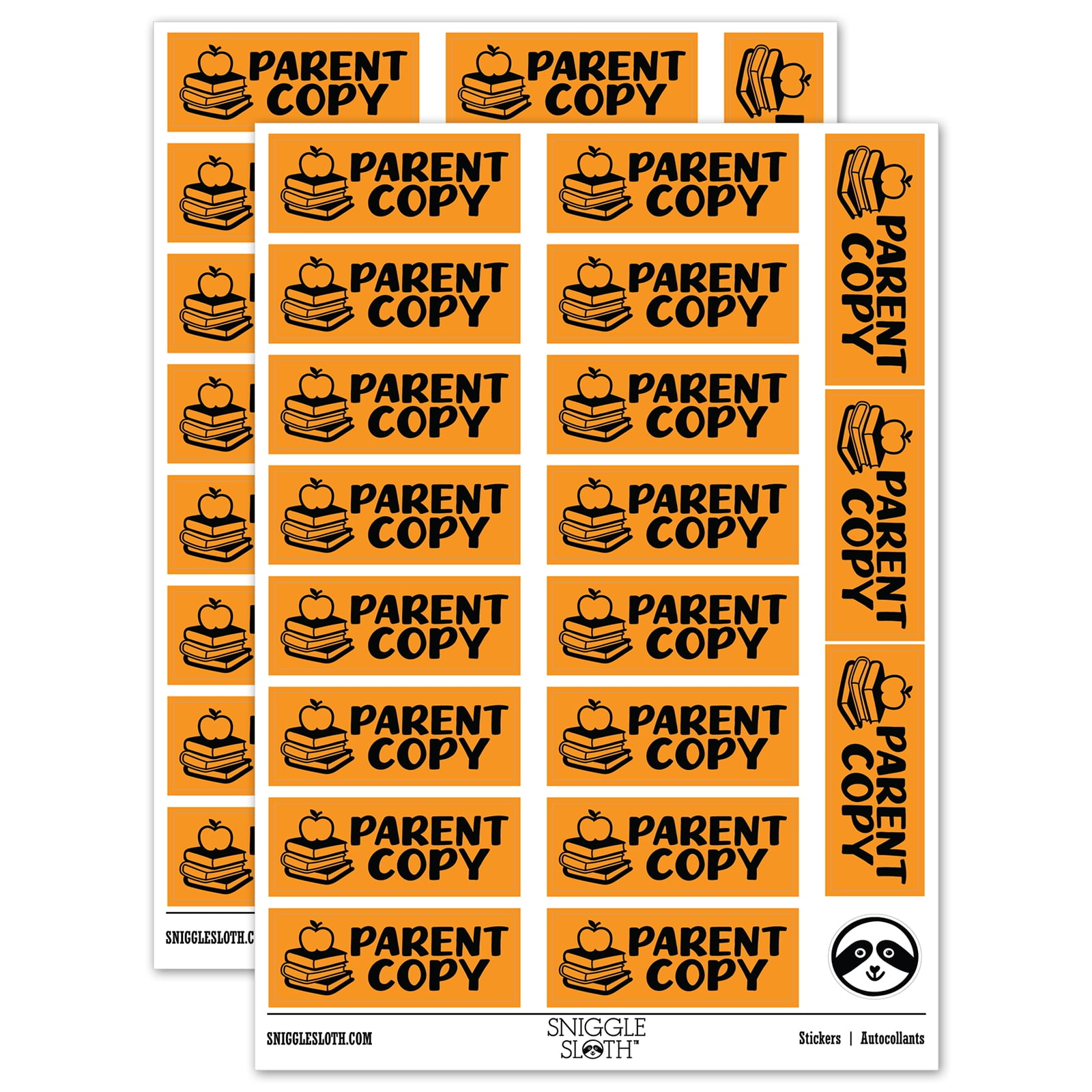 Parent Copy Teacher Student School Sticker Set - Orange - Matte Finish ...
