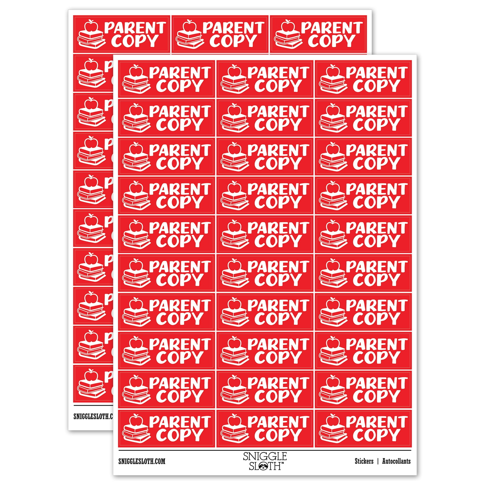 Parent Copy Teacher Student School Sticker Set - Red - Gloss Finish - 1 ...