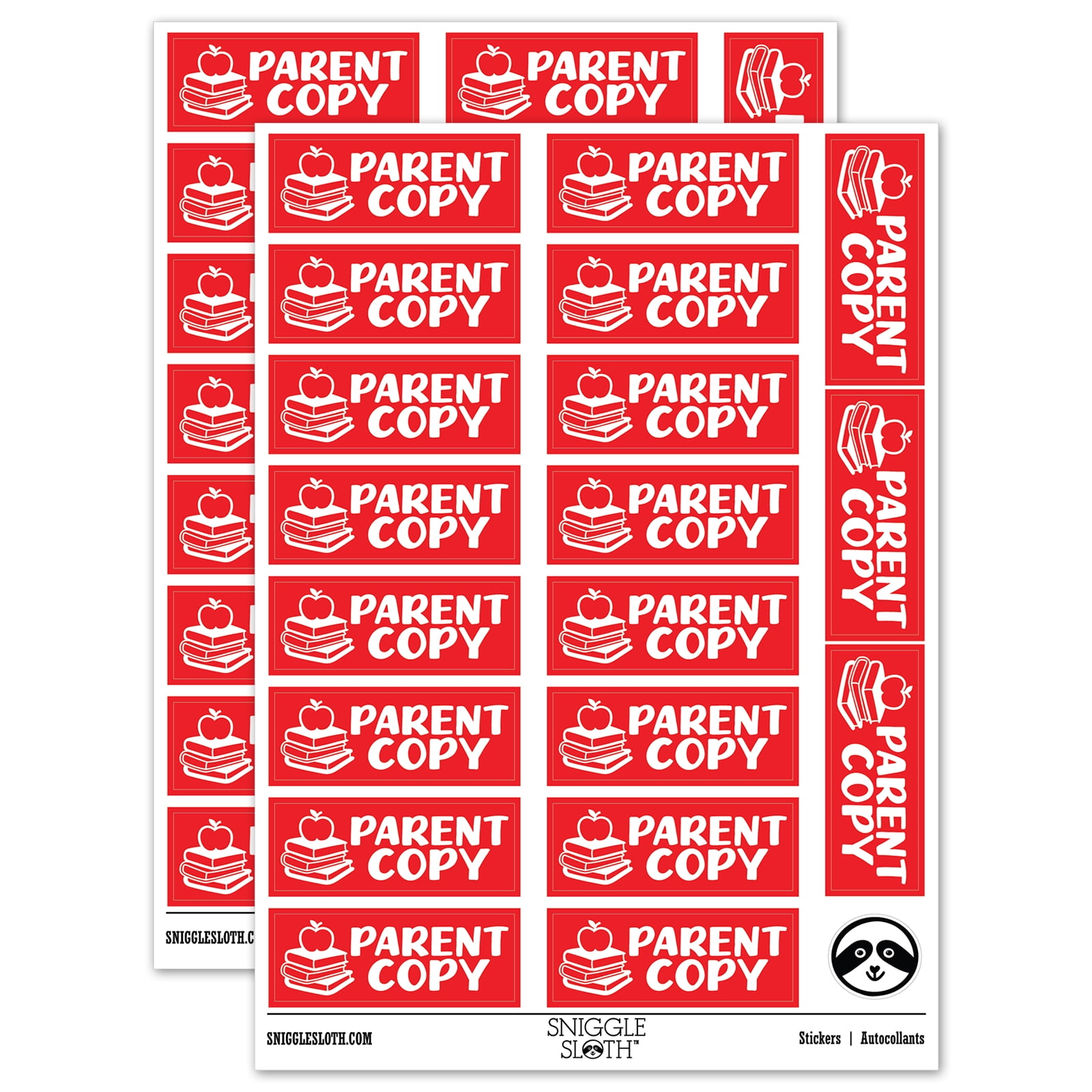 Parent Copy Teacher Student School Sticker Set - Red - Matte Finish - 2 ...