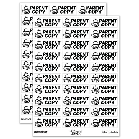 Parent Copy Teacher Student School Sticker Set - White - Gloss Finish ...