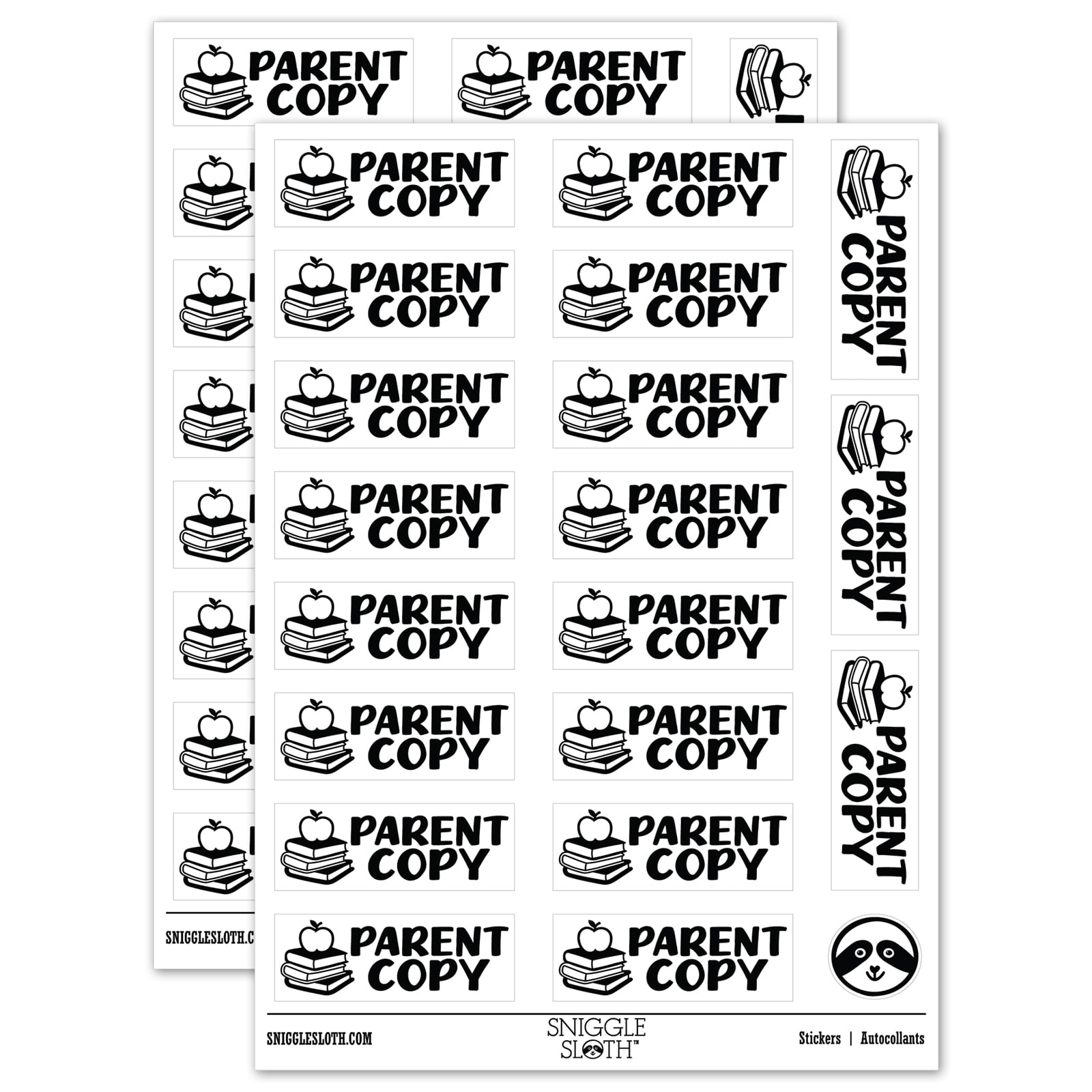 Parent Copy Teacher Student School Sticker Set - White - Gloss Finish ...