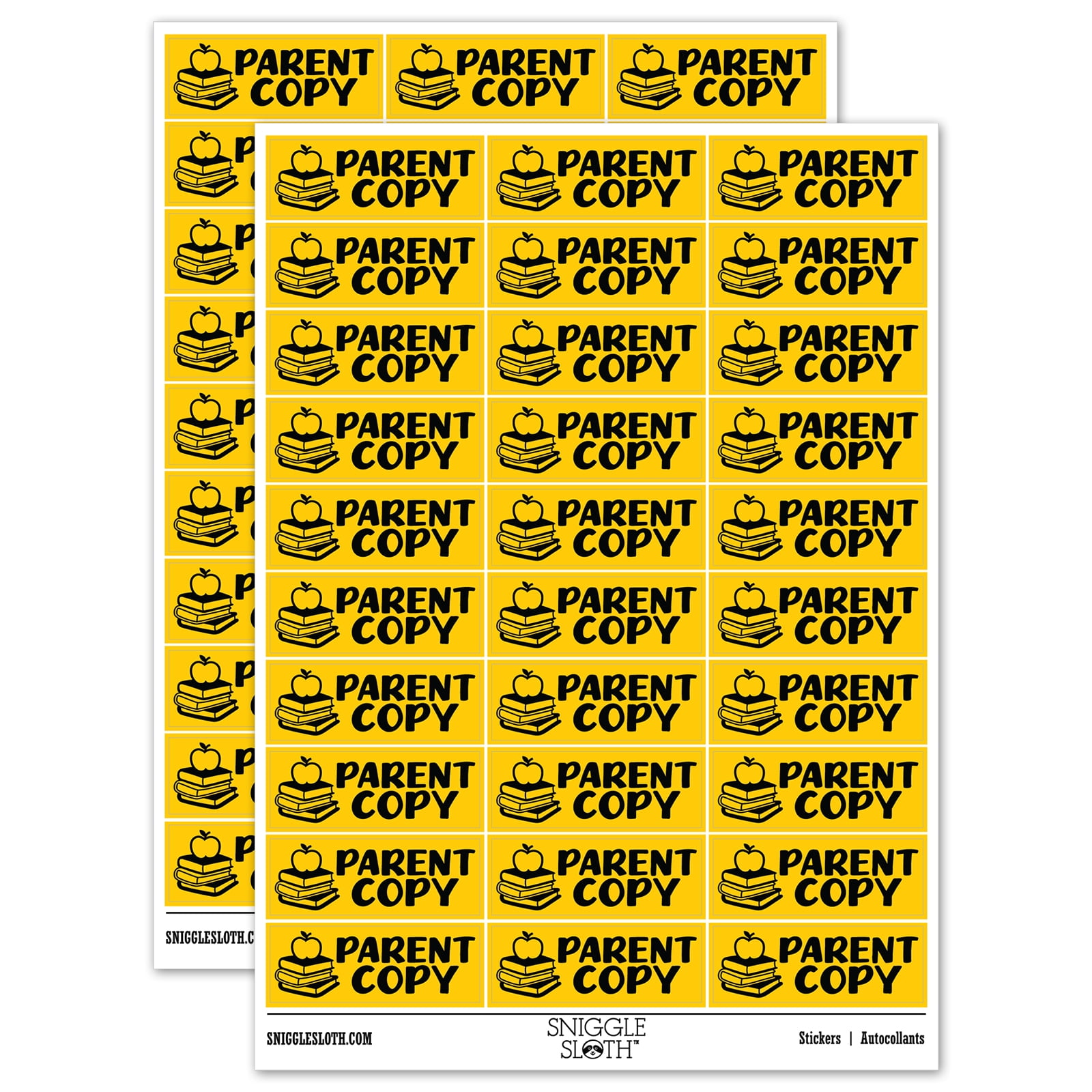 Parent Copy Teacher Student School Sticker Set - Yellow - Gloss Finish ...