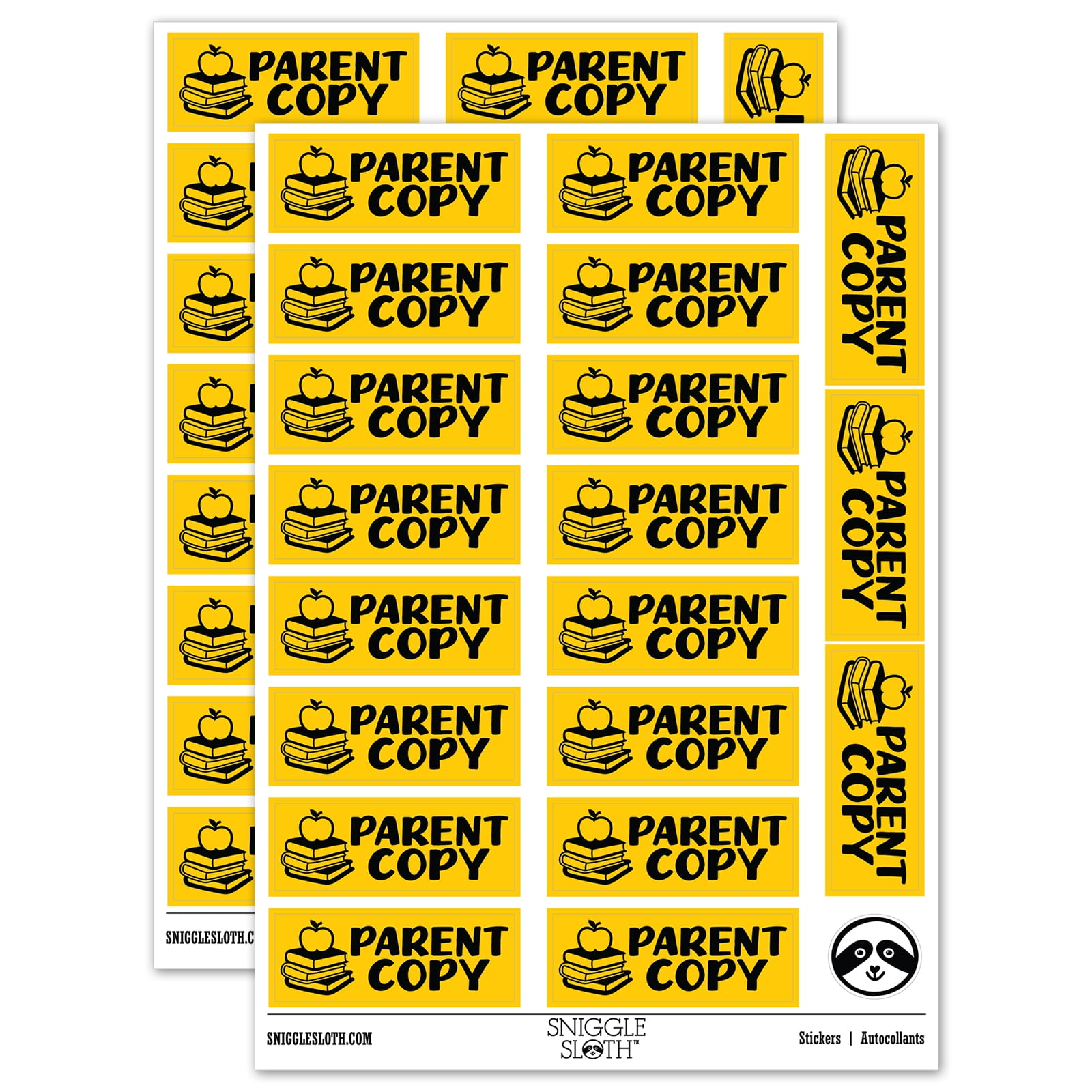 Parent Copy Teacher Student School Sticker Set - Yellow - Matte Finish ...