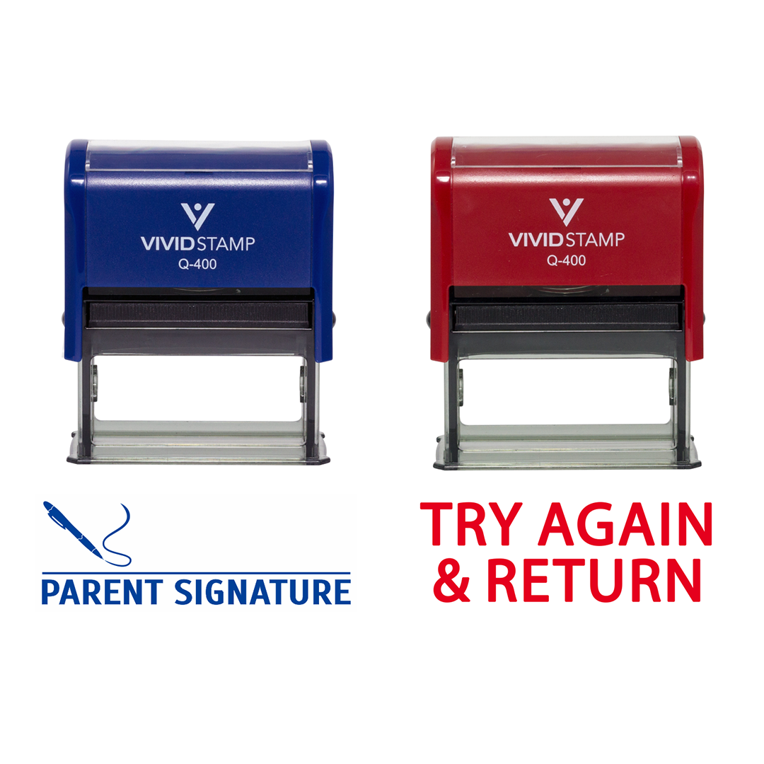 Parent Signature Teacher (Blue Ink) and Try Again & Return Self Inking ...