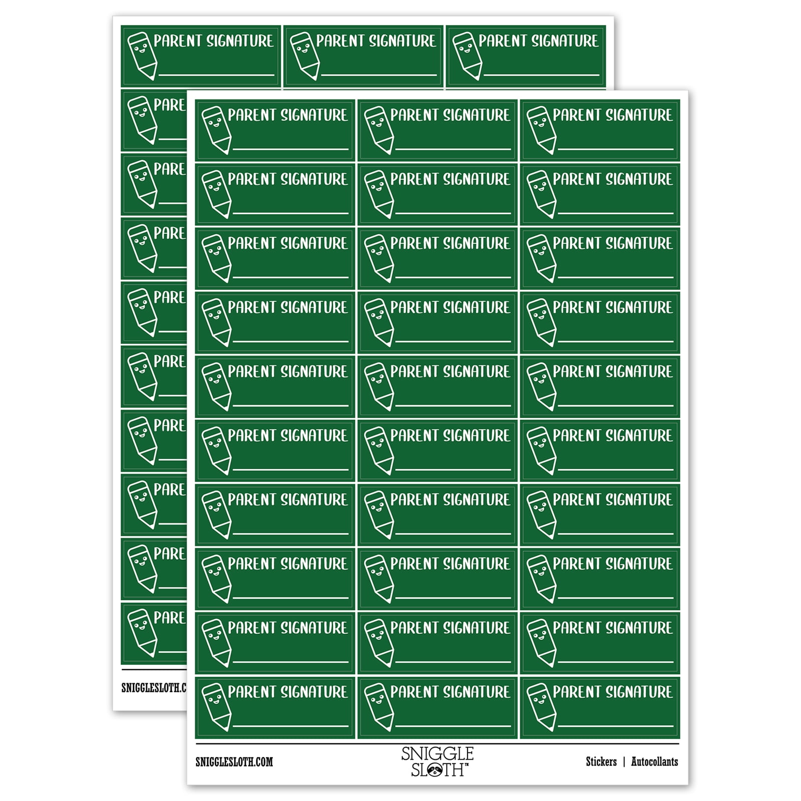 Parent Signature Teacher Student School Sticker Set - Dark Green ...