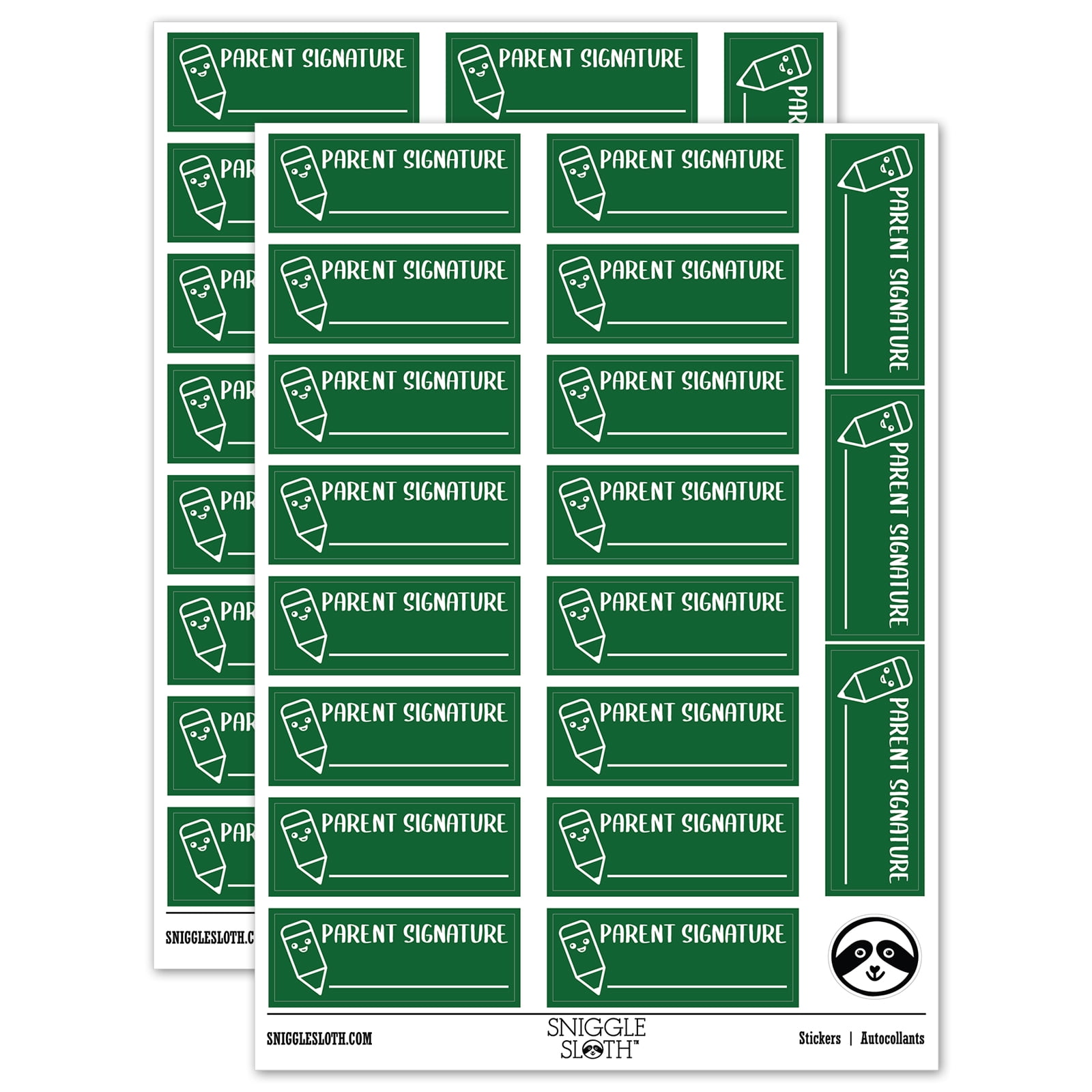 Parent Signature Teacher Student School Sticker Set - Dark Green ...