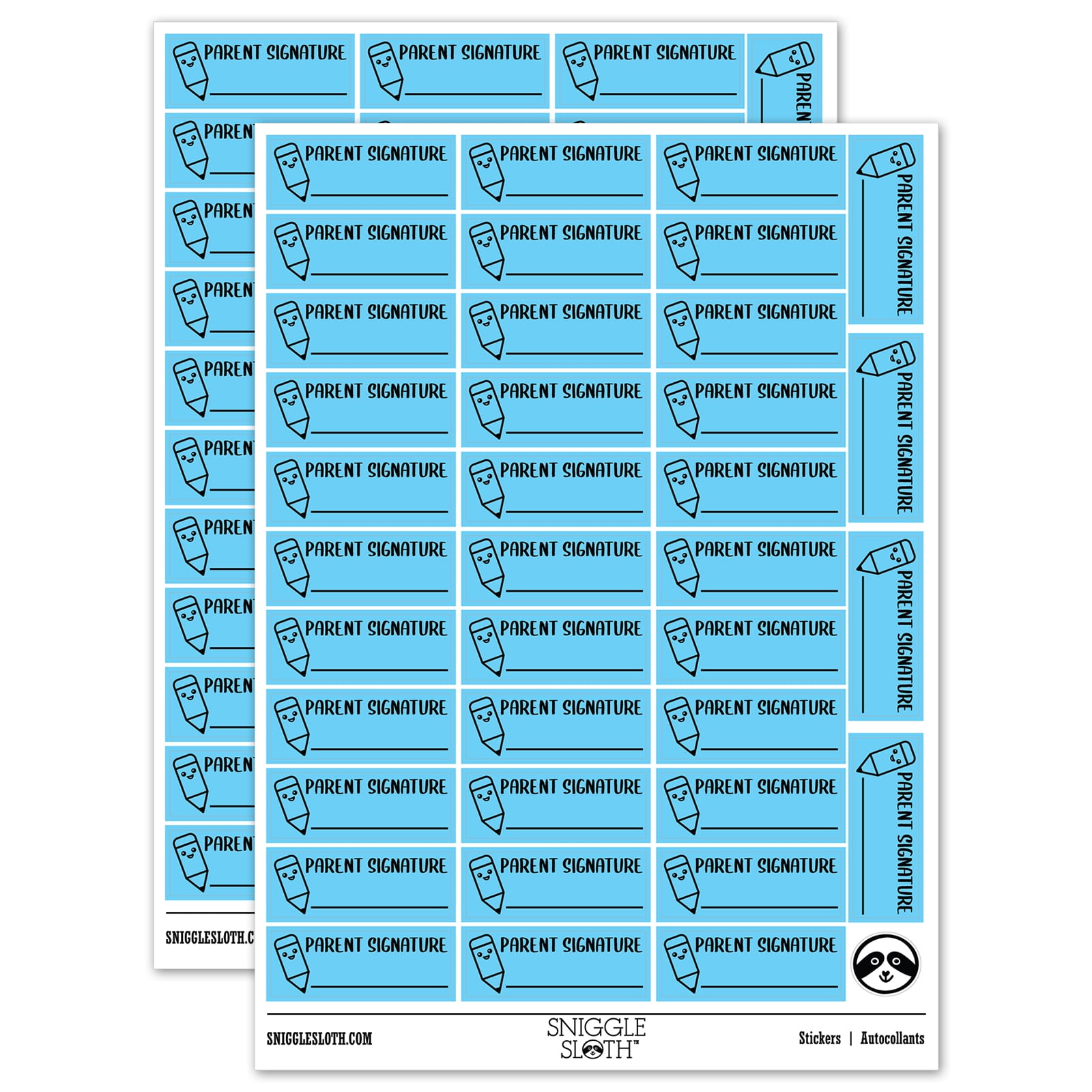 Parent Signature Teacher Student School Sticker Set - Light Blue ...